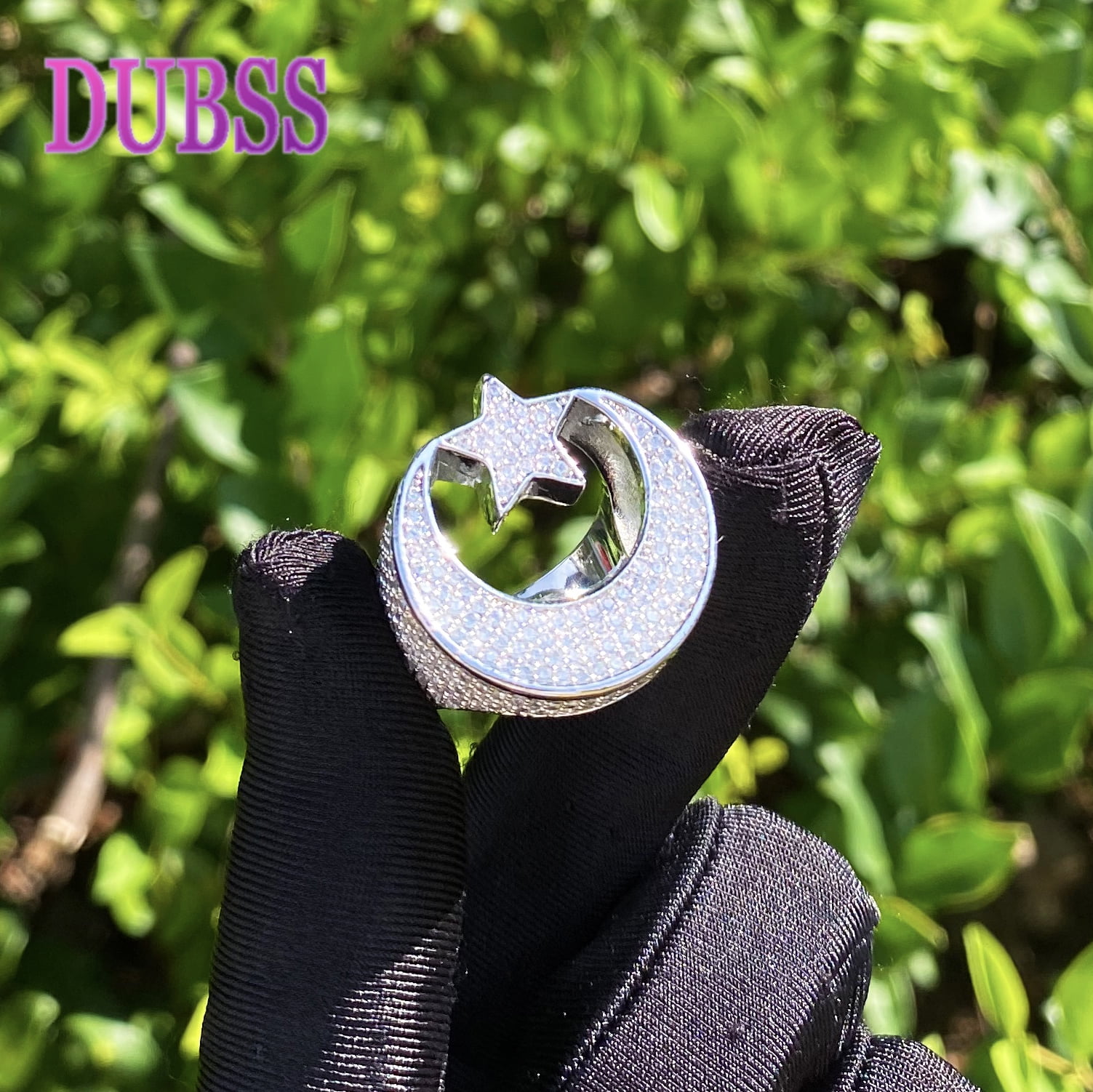 DUBSS Iced Out Moon Star Ring for Men 5A Cubic Zirconia Hip Hop Jewelry ...