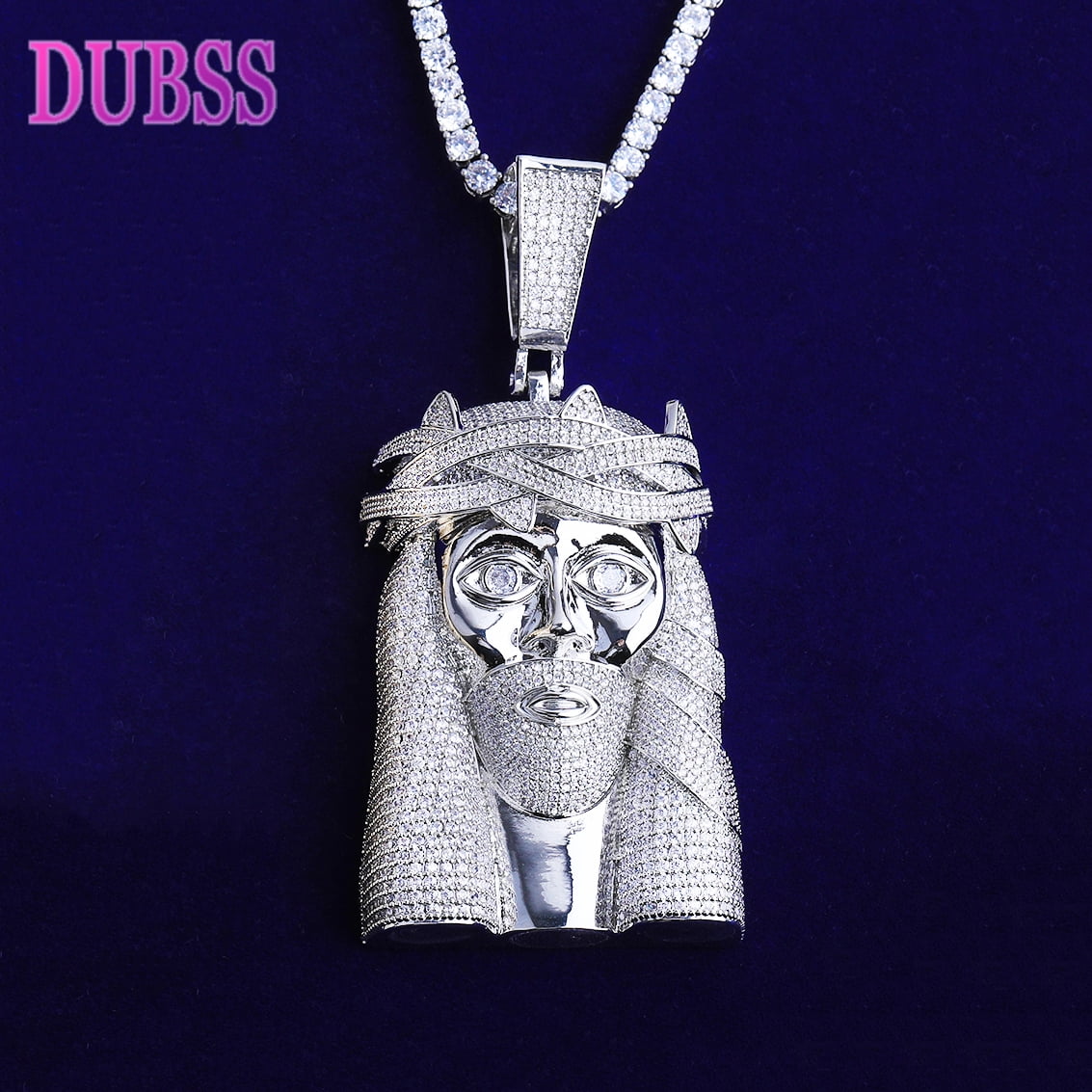 DUBSS Iced Out Super Jesus Necklace Pendant for Men 5A Copper Cubic ...