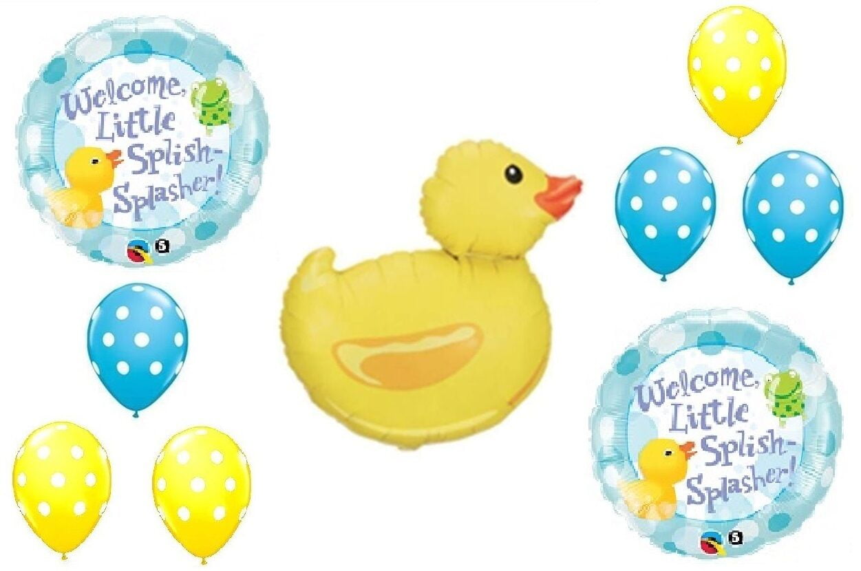 DUCK Rubber Ducky Splish Splash 9 Polka Dots Baby Shower Mylar & Latex ...
