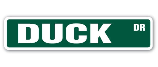 DUCK Street Sign Decal quack bird pond feathers hunter | Indoor/Outdoor ...