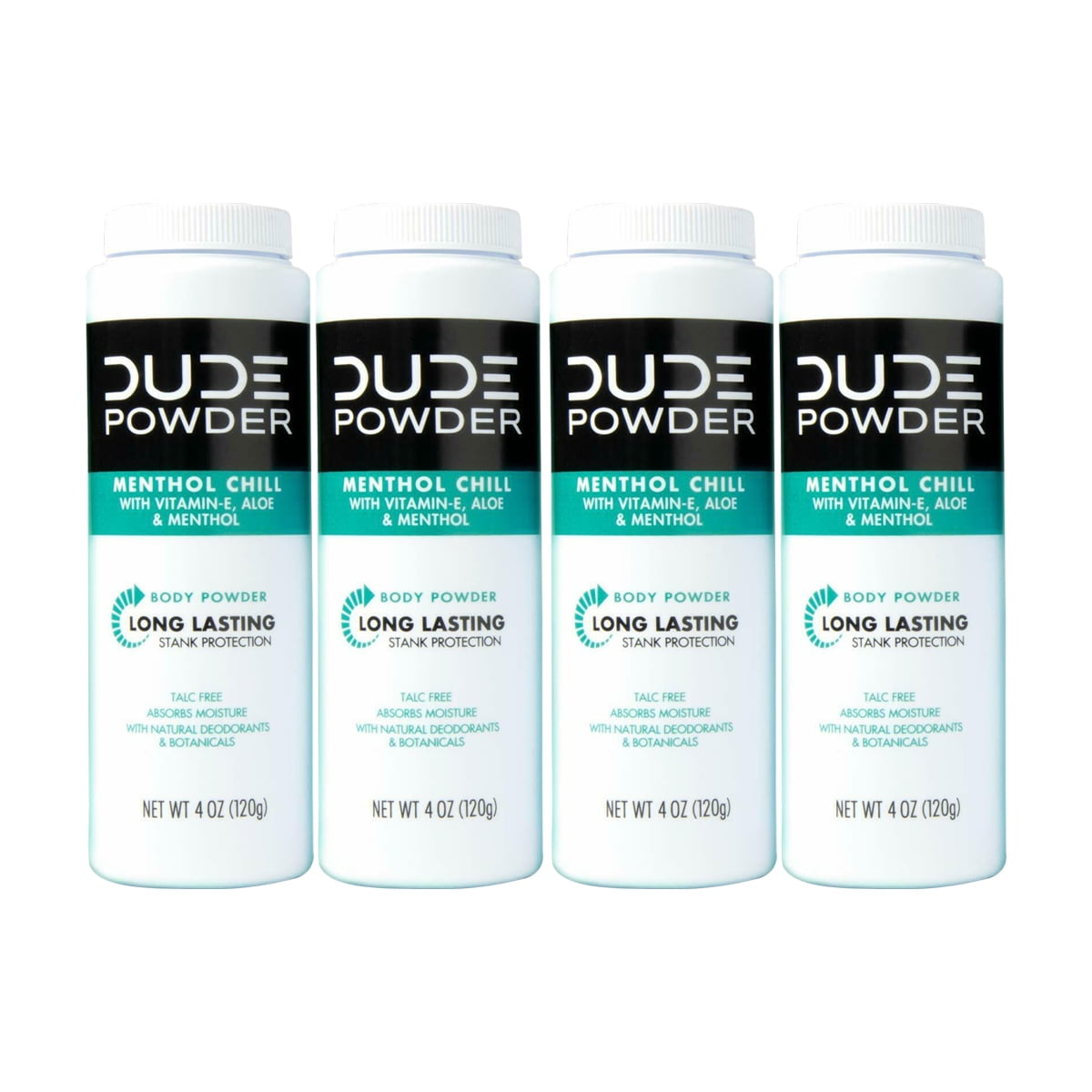 DUDE Body Powder, Menthol Chill, Natural Deodorizers Menthol ( 4 Pack ...
