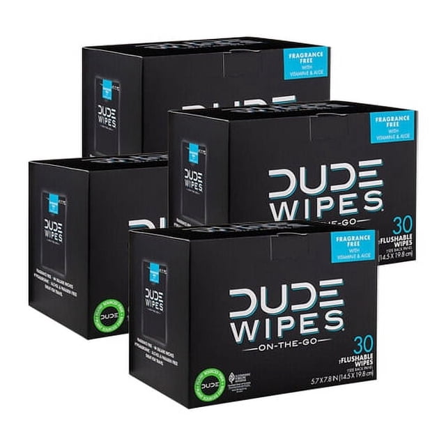 DUDE Wipes Flushable Wipes Unscented Wet Wipes, Individually Wrapped ...
