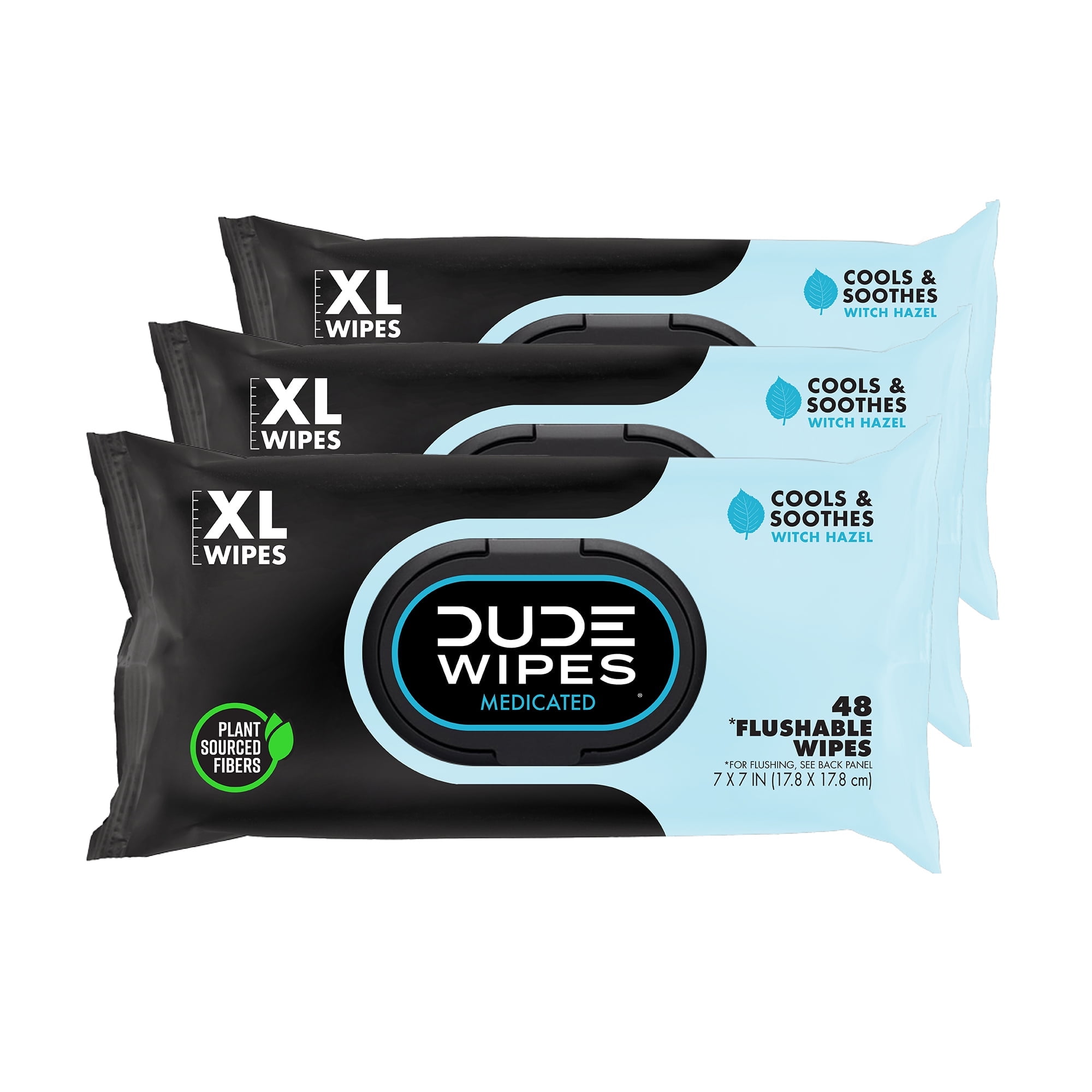 DUDE Wipes Medicated Flushable Wipes - 3 Pack, 144 Wipes - Unscented ...
