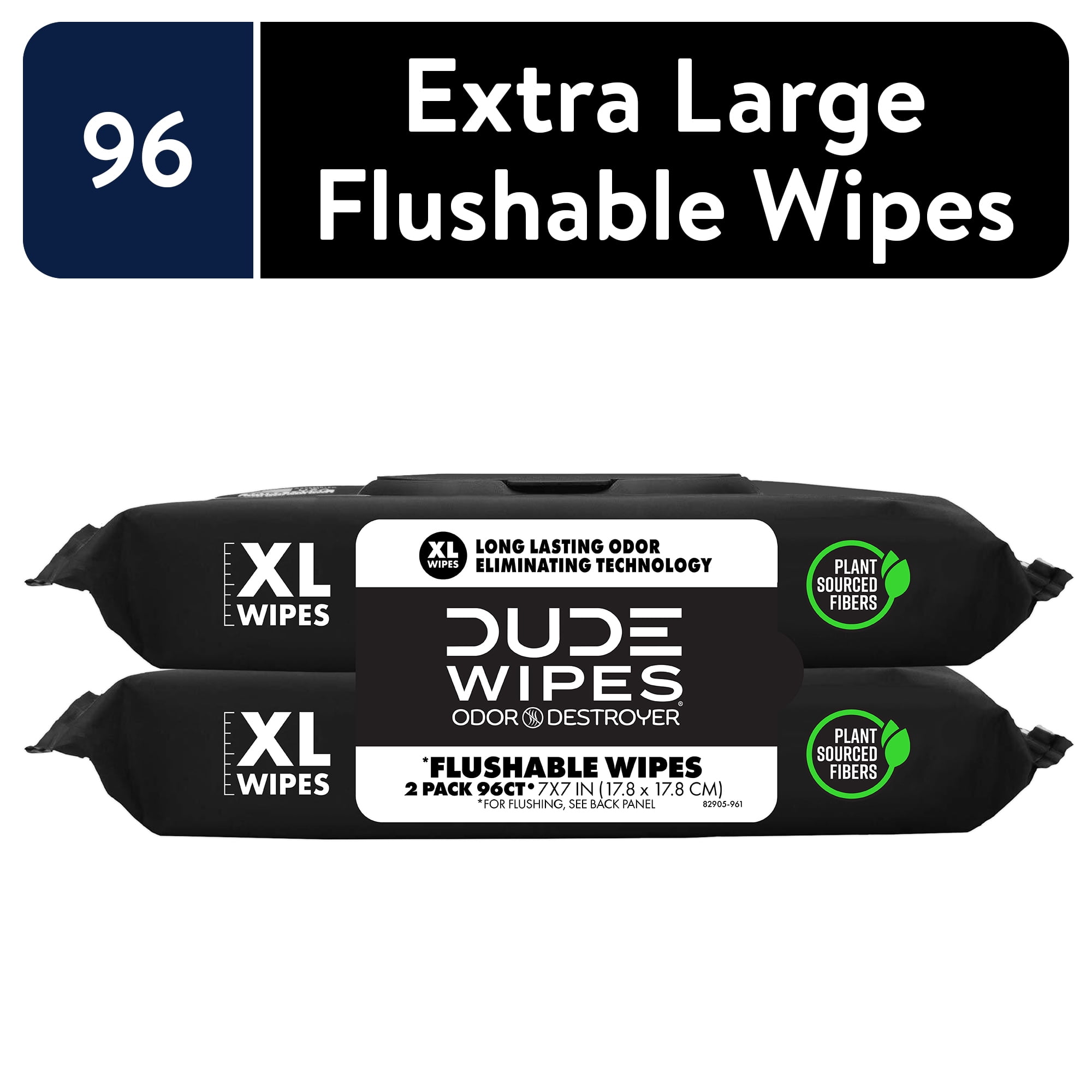 DUDE Wipes Odor Destroyer Flushable Wipes, XL Wet Wipes, Deodorizing ...