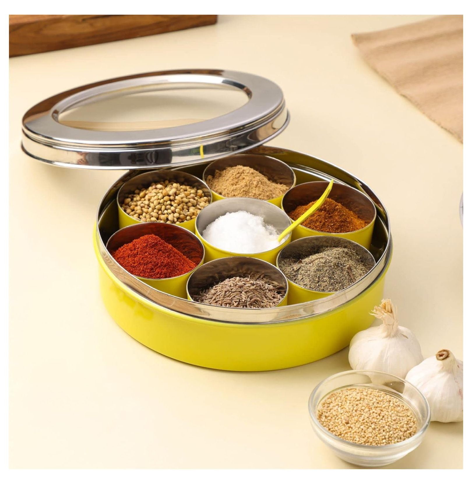 DUDKI Homes Stainless Steel Masala Box, Spice Box, Masala Dabba with ...