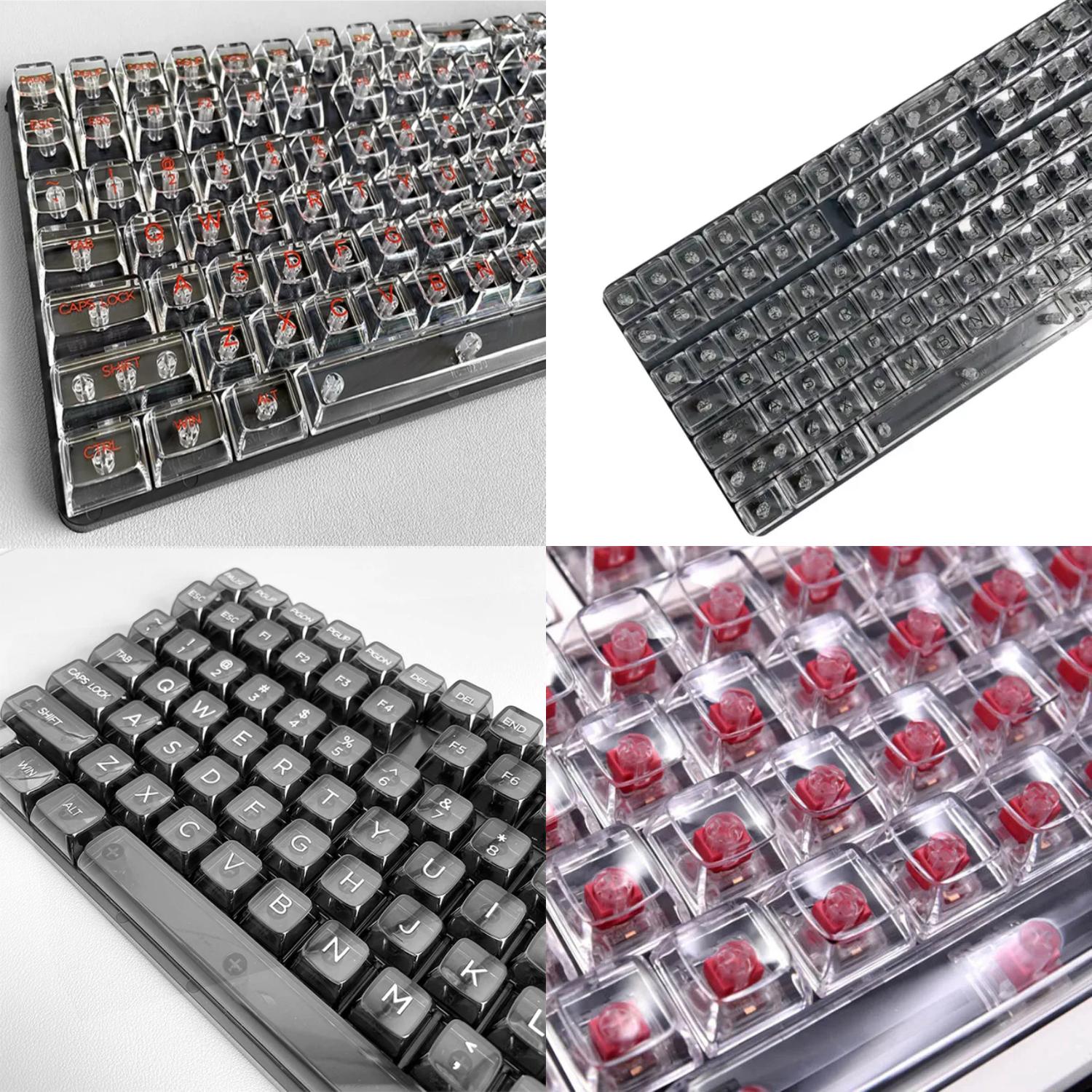 DUFDERIA 132 Keys Crystal Transparent Black Yellow Green Keycaps For MX ...