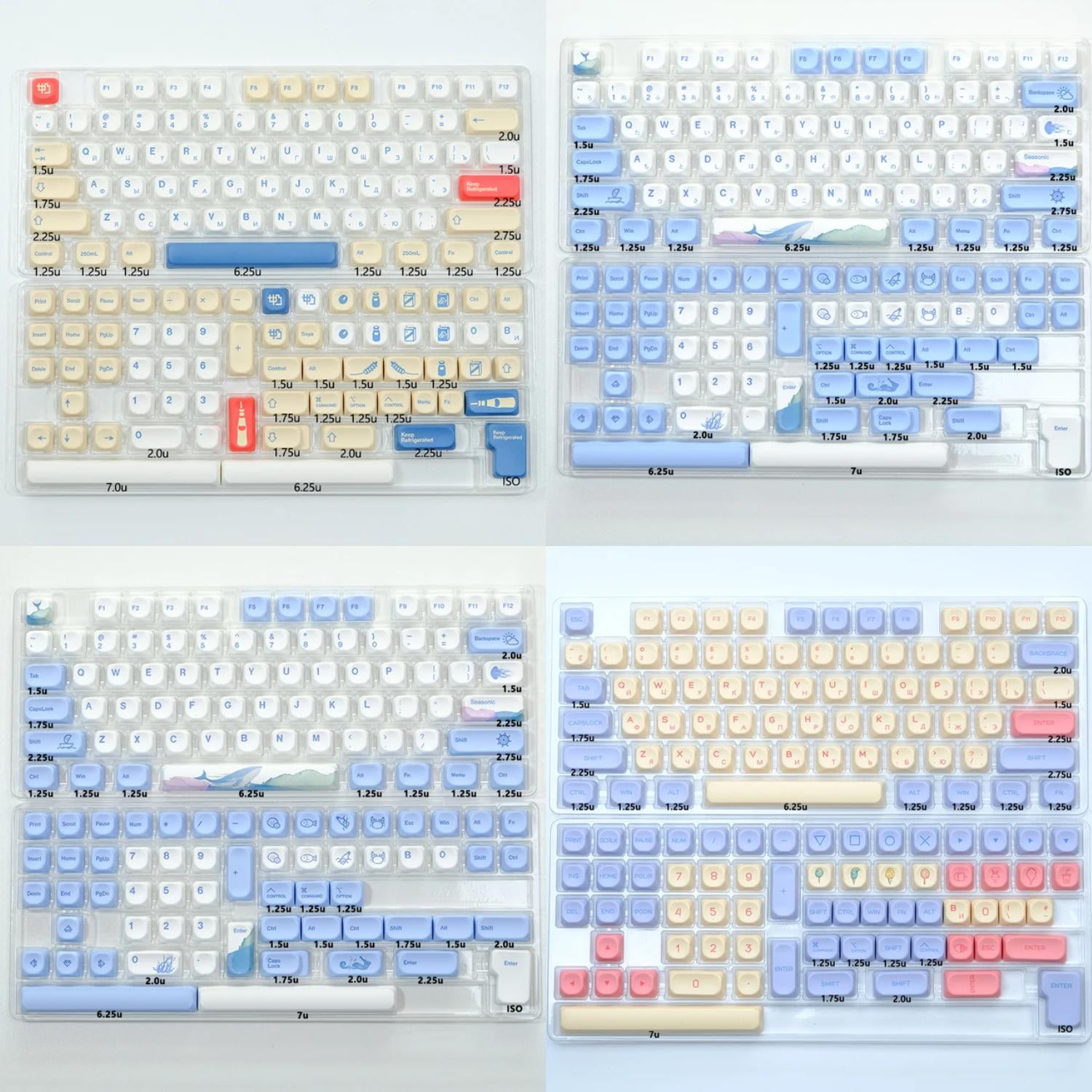 DUFDERIA 138 Keys/Set PBT KOA Profile Sushi Keycaps Russian Korean ...