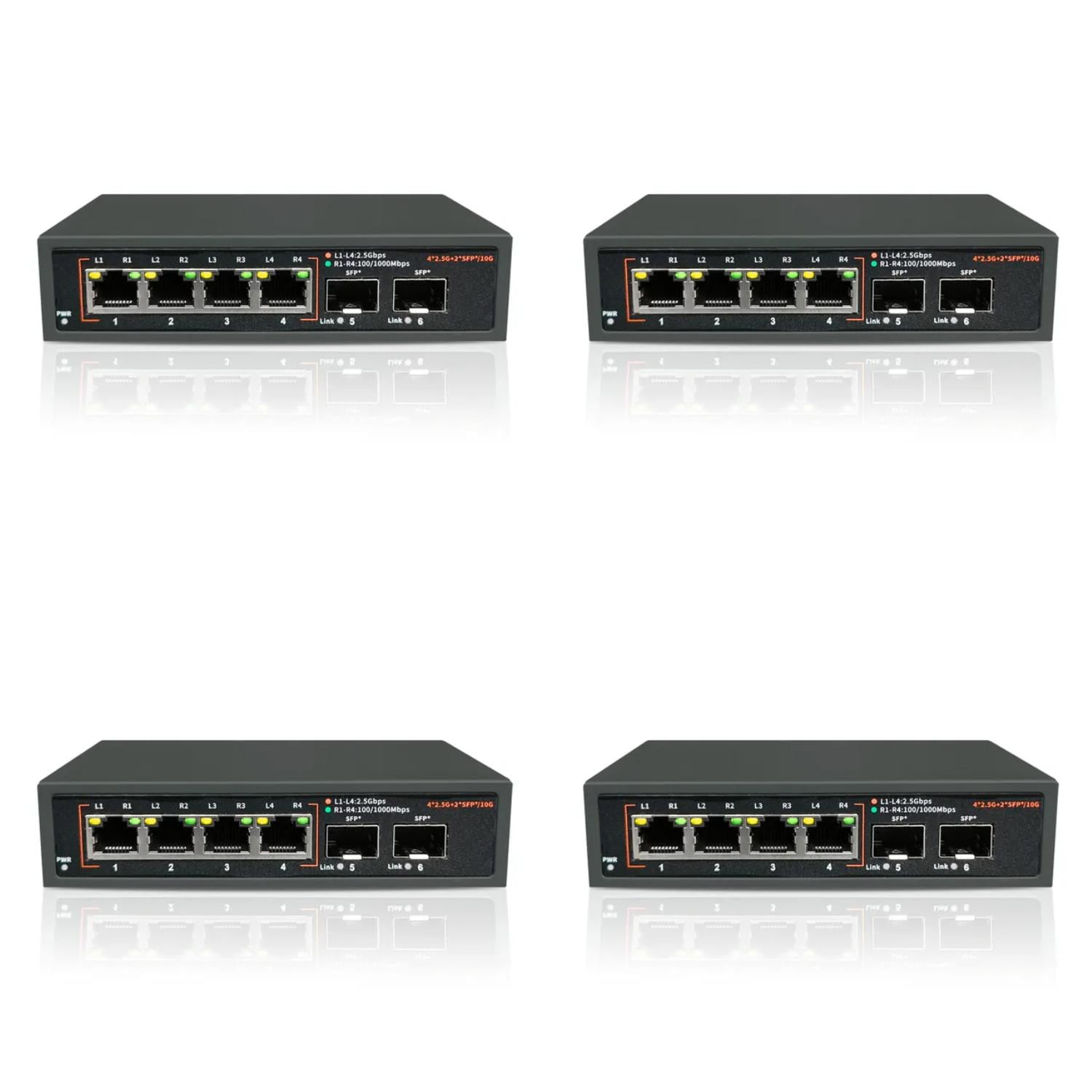 DUFDERIA 2.5G Ethernet Network Switch Unmanaged LAN Hub 4*2.5G+2*10G ...