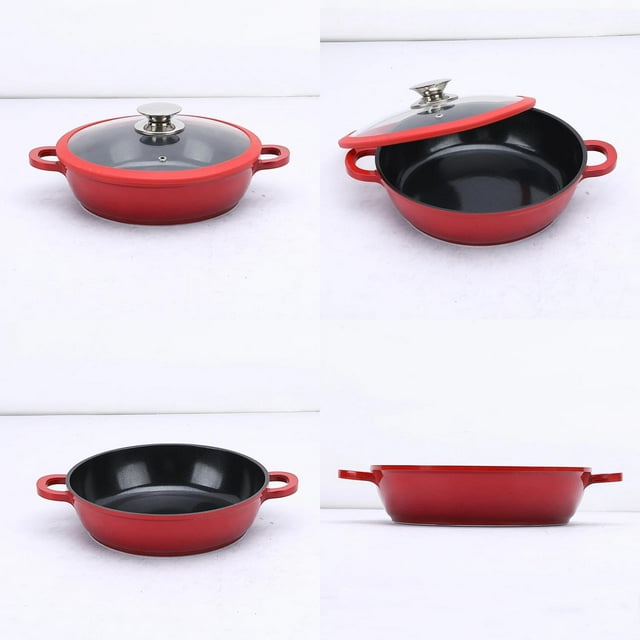 DUFDERIA 24cm Large Non-Stick Shallow Seafood Pot for Frying and Soup ...