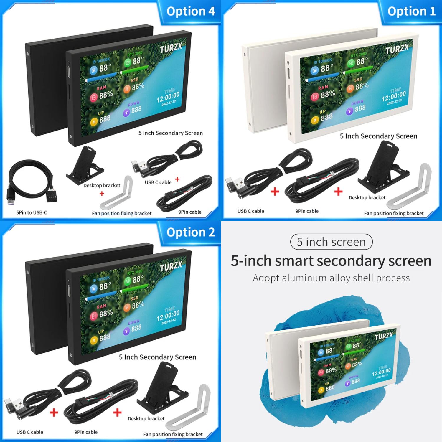 DUFDERIA 5 Inch IPS Type-C Secondary Screen Dynamic 800x480 LCD Display ...