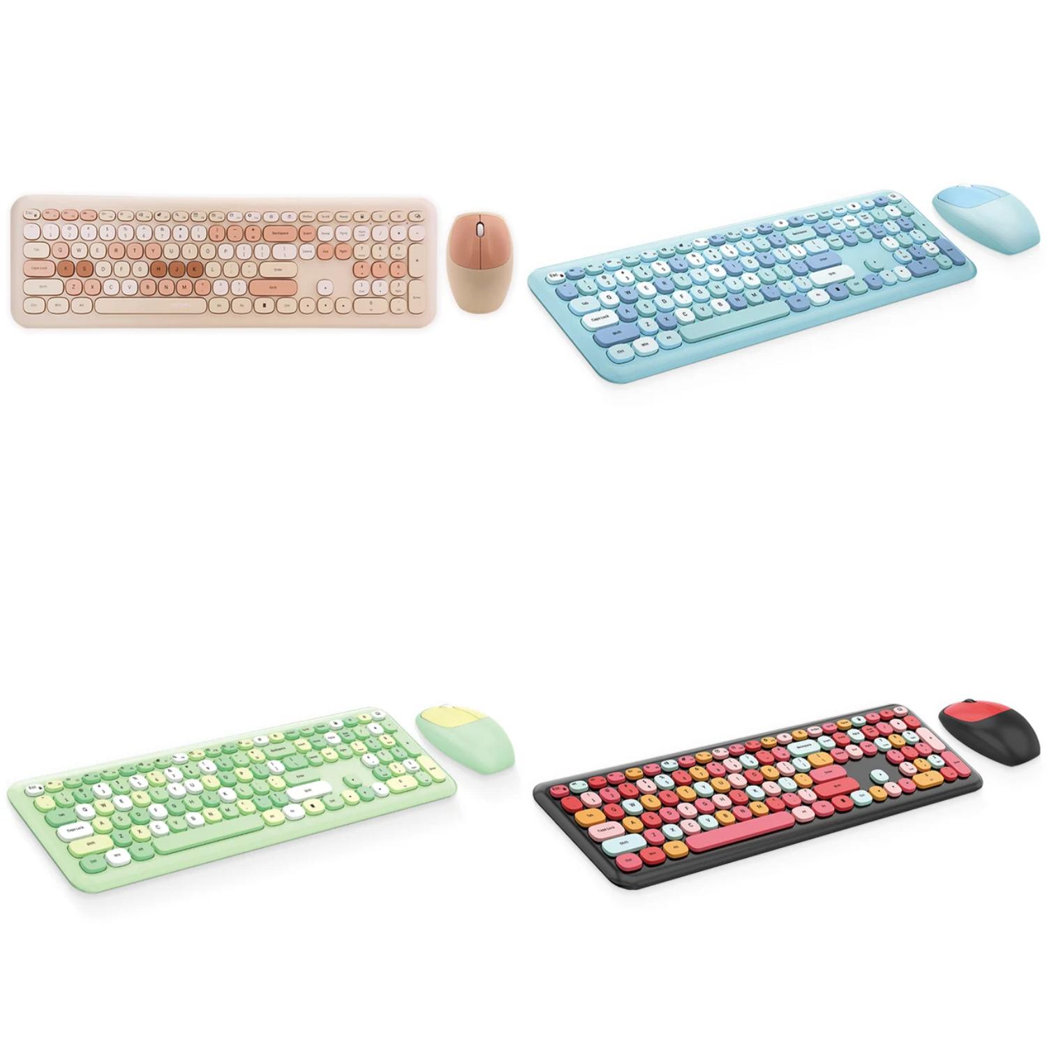 DUFDERIA 666 Keyboard Mouse Combo Wireless 2.4G Mixed Color 110 Key ...