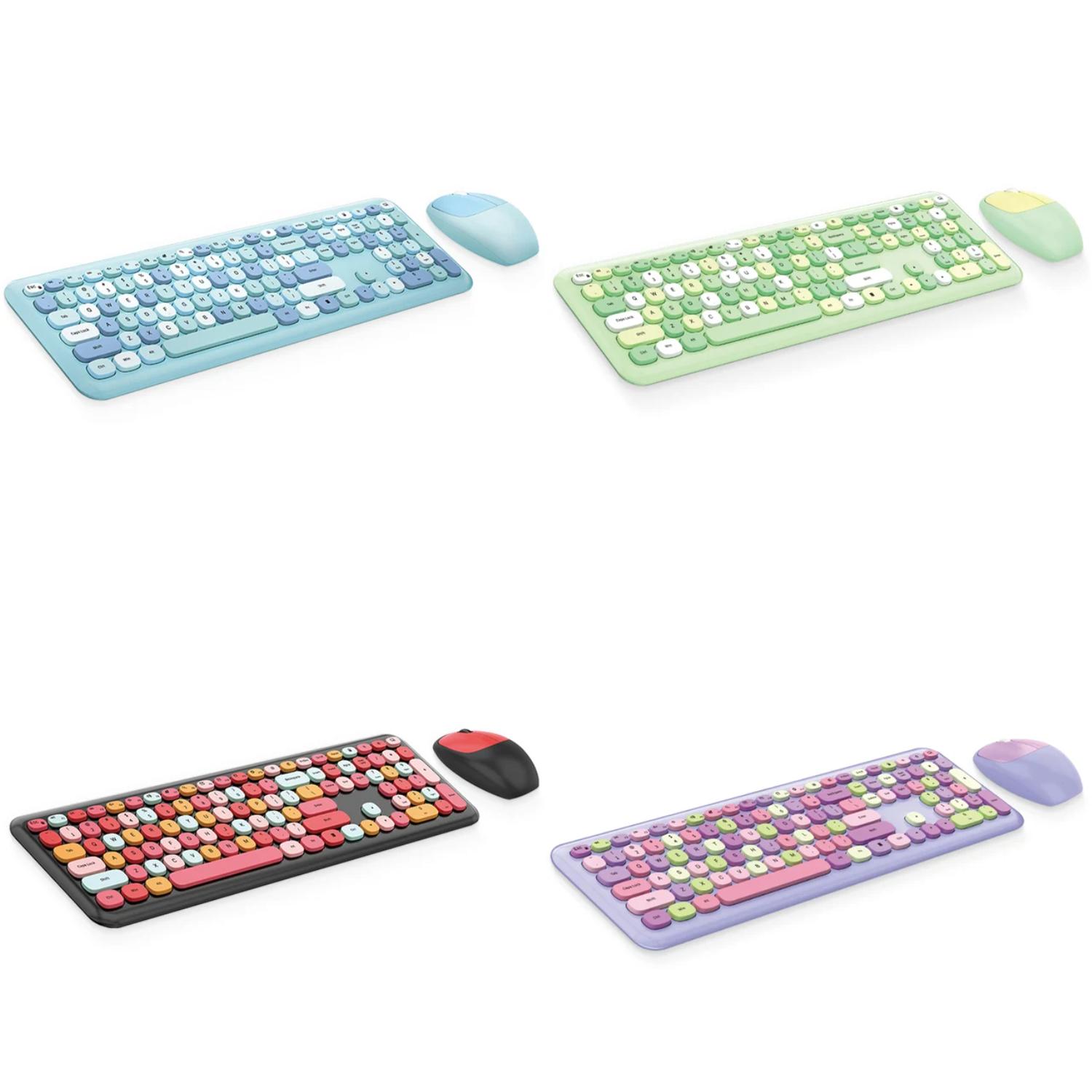 Dufderia 666 Keyboard Mouse Combo Wireless 2 4g Mixed Color 110 Key Keyboard Mouse Set With