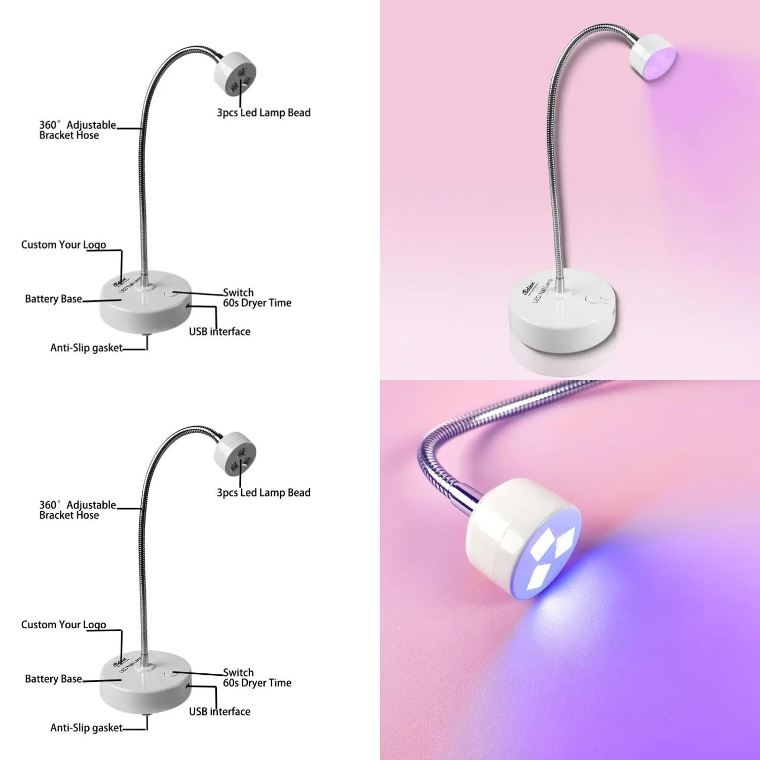 DUFDERIA 9W Flash Curing UV Led Gel Dryer Cordless Finger Light ...