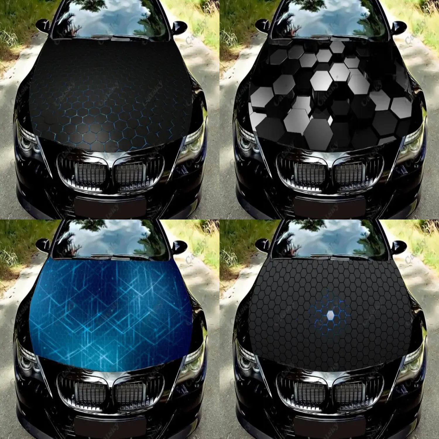 DUFDERIA Abstract Honeycomb Pattern Car Hood Vinyl Stickers Wrap Vinyl ...