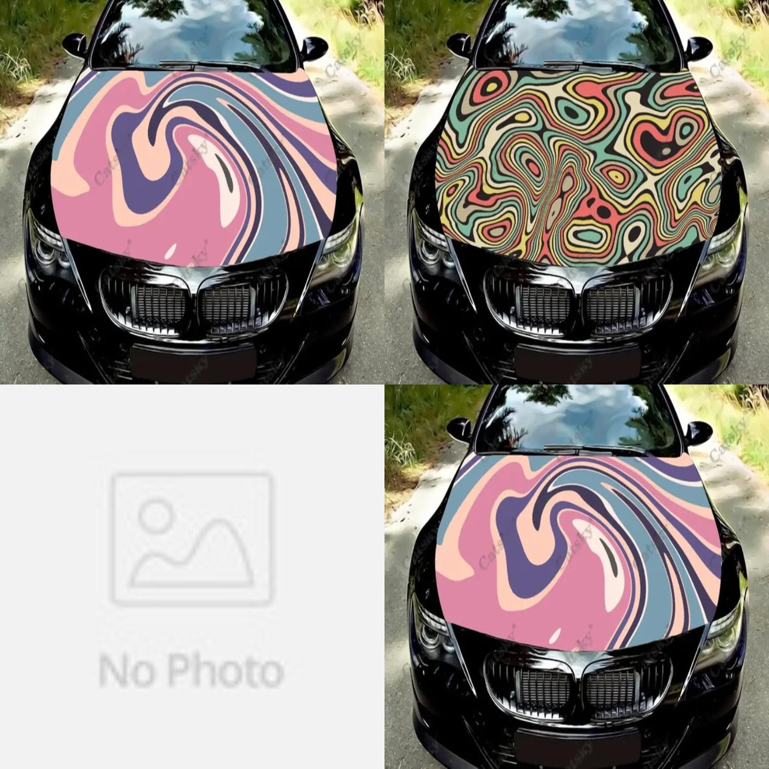 DUFDERIA Abstract Horizontal With Colorful Waves Car Hood Vinyl ...