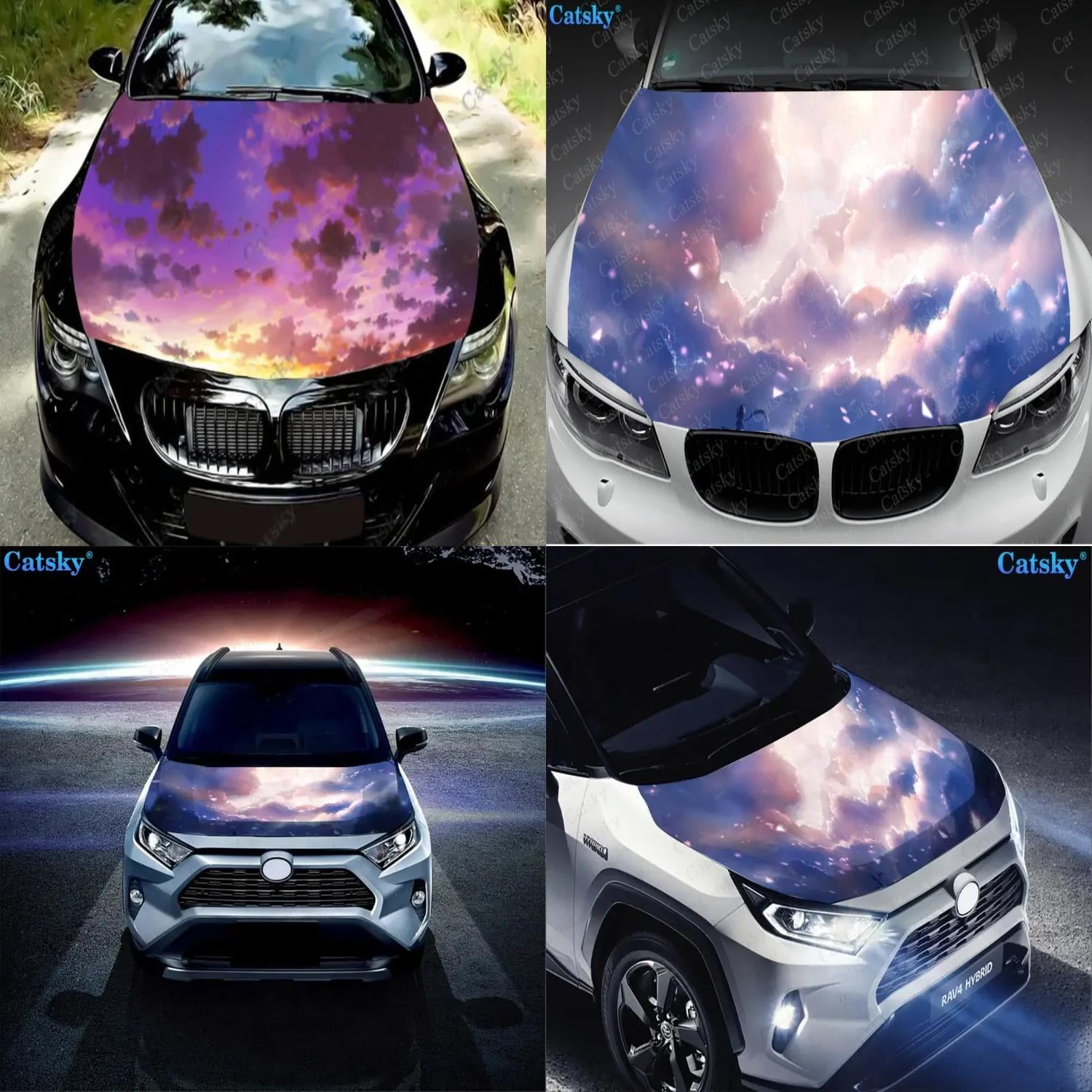 DUFDERIA Anime - Sky Car Hood Vinyl Stickers Wrap Vinyl Film Engine ...