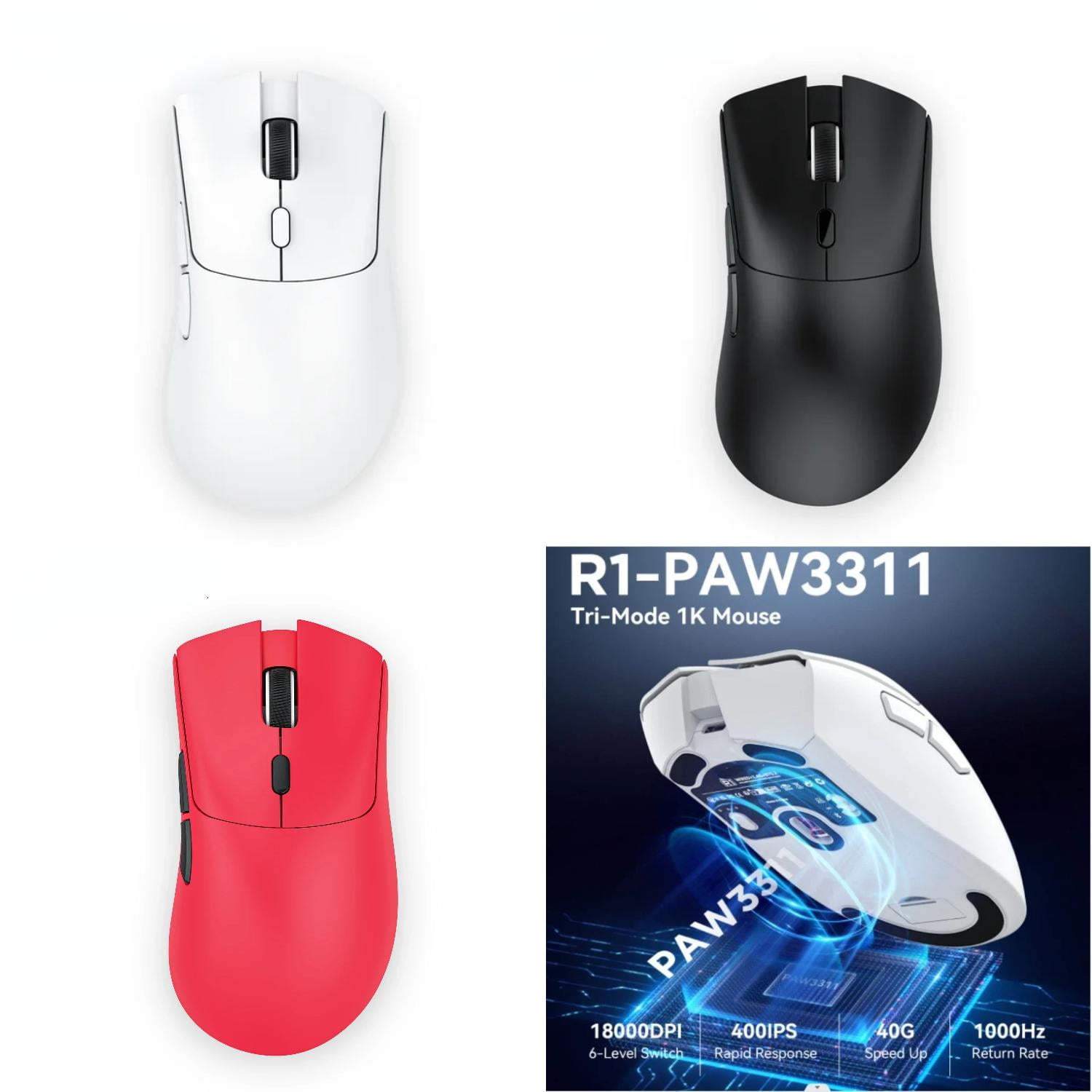 DUFDERIA Attack R1 Wireless Mouse PAW3311 Tri- Connection Gaming Mouse ...
