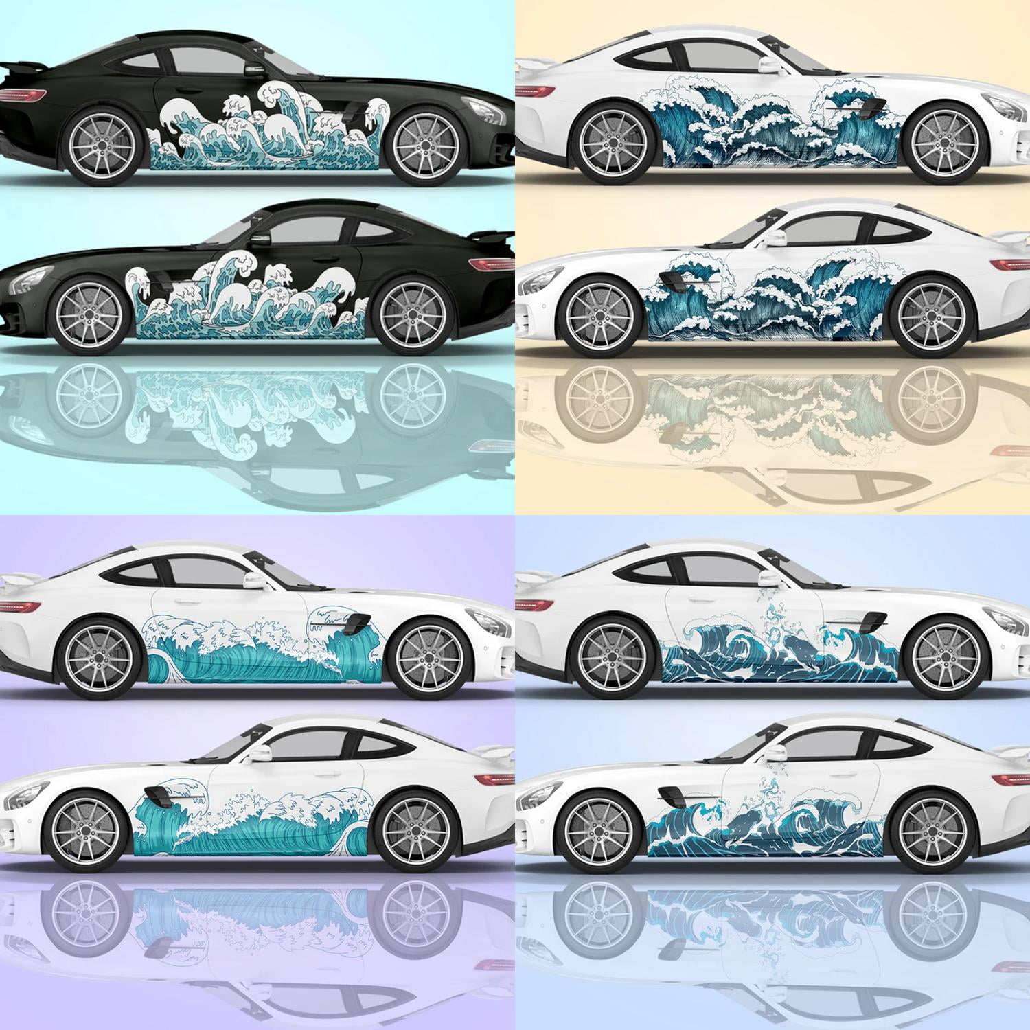 DUFDERIA Big Wave Car Wrap Sticker Japanese Sea Wave Art GM Wrap High ...