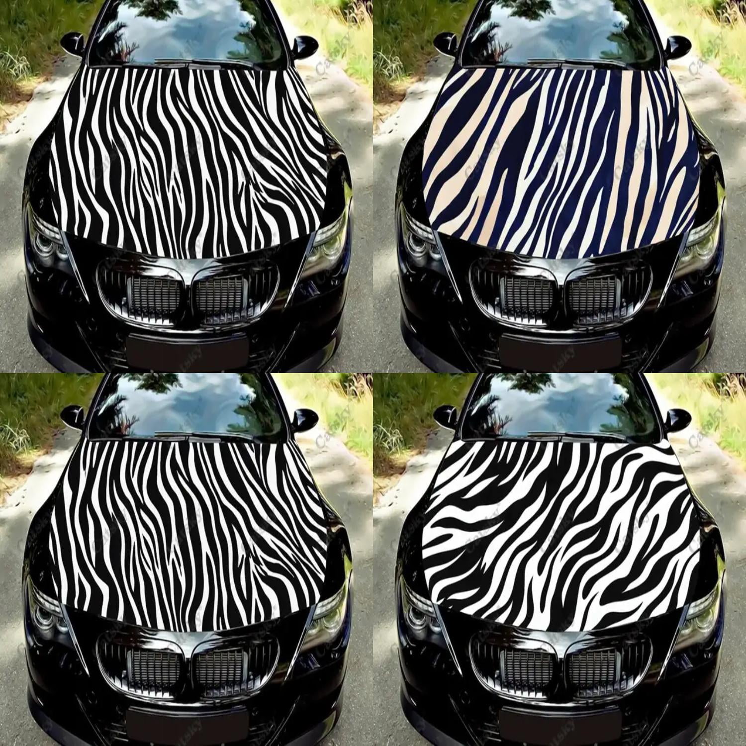 DUFDERIA Black And White Zebra Skin Car Hood Decal Truck Decals Vinyl ...