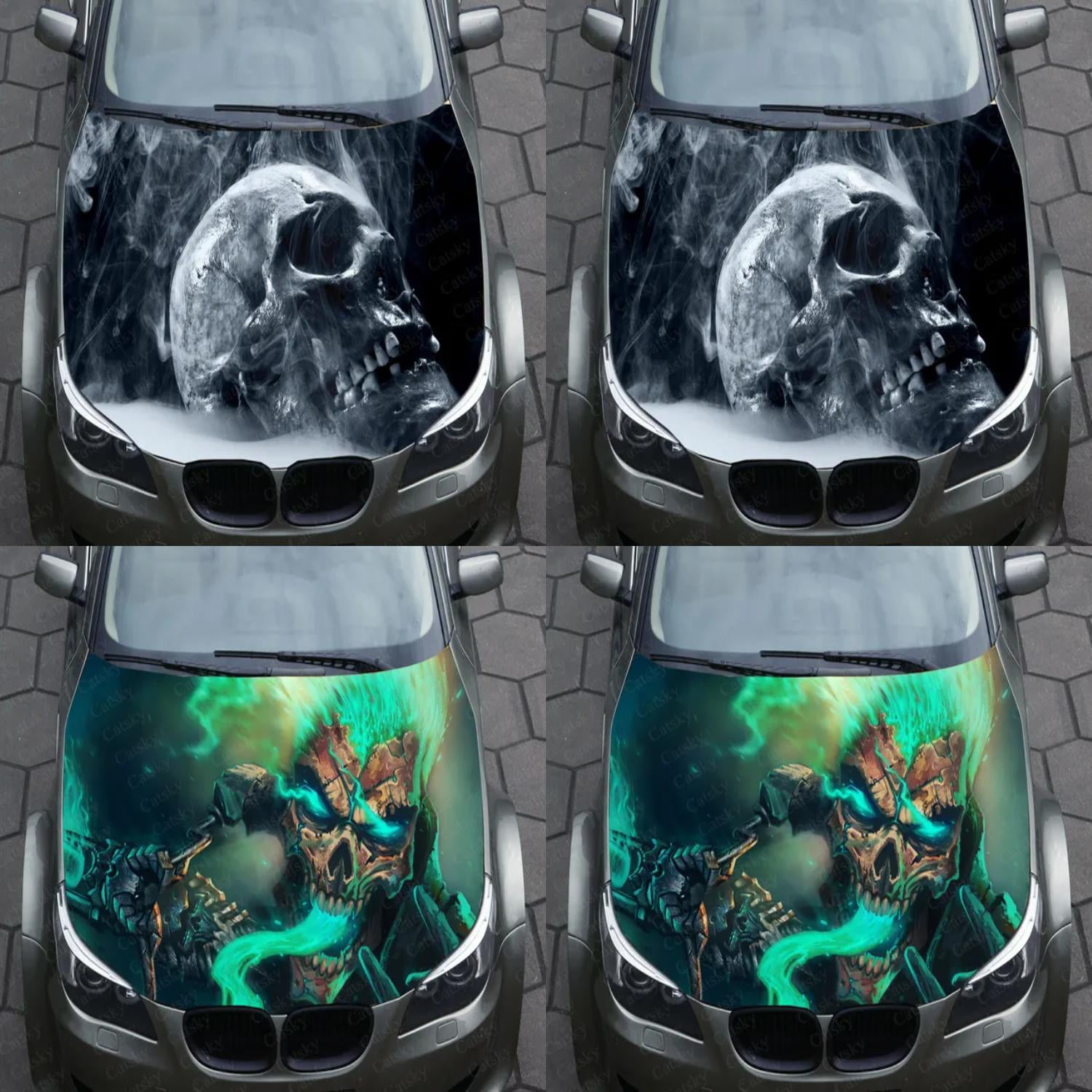 DUFDERIA Car hood decal skull wrap decal vinyl sticker graphic truck ...