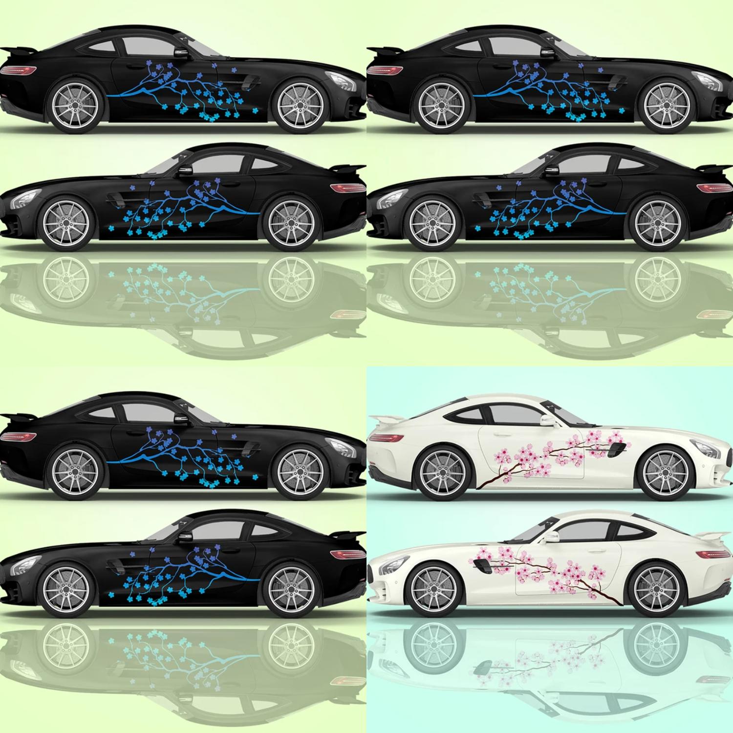 DUFDERIA Cherry Blossom Pink Car Wrap Sticker Flower GM Wrap High ...