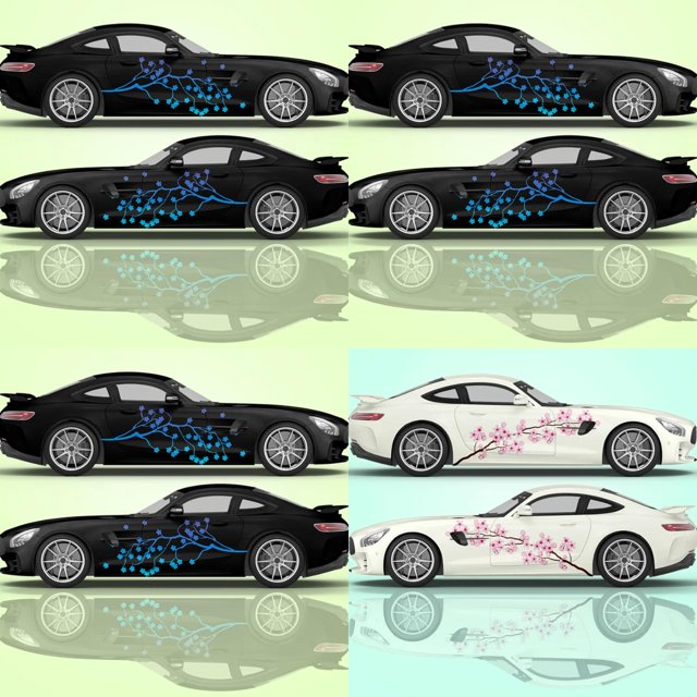 DUFDERIA Cherry Blossom Pink Car Wrap Sticker Flower GM Wrap High ...