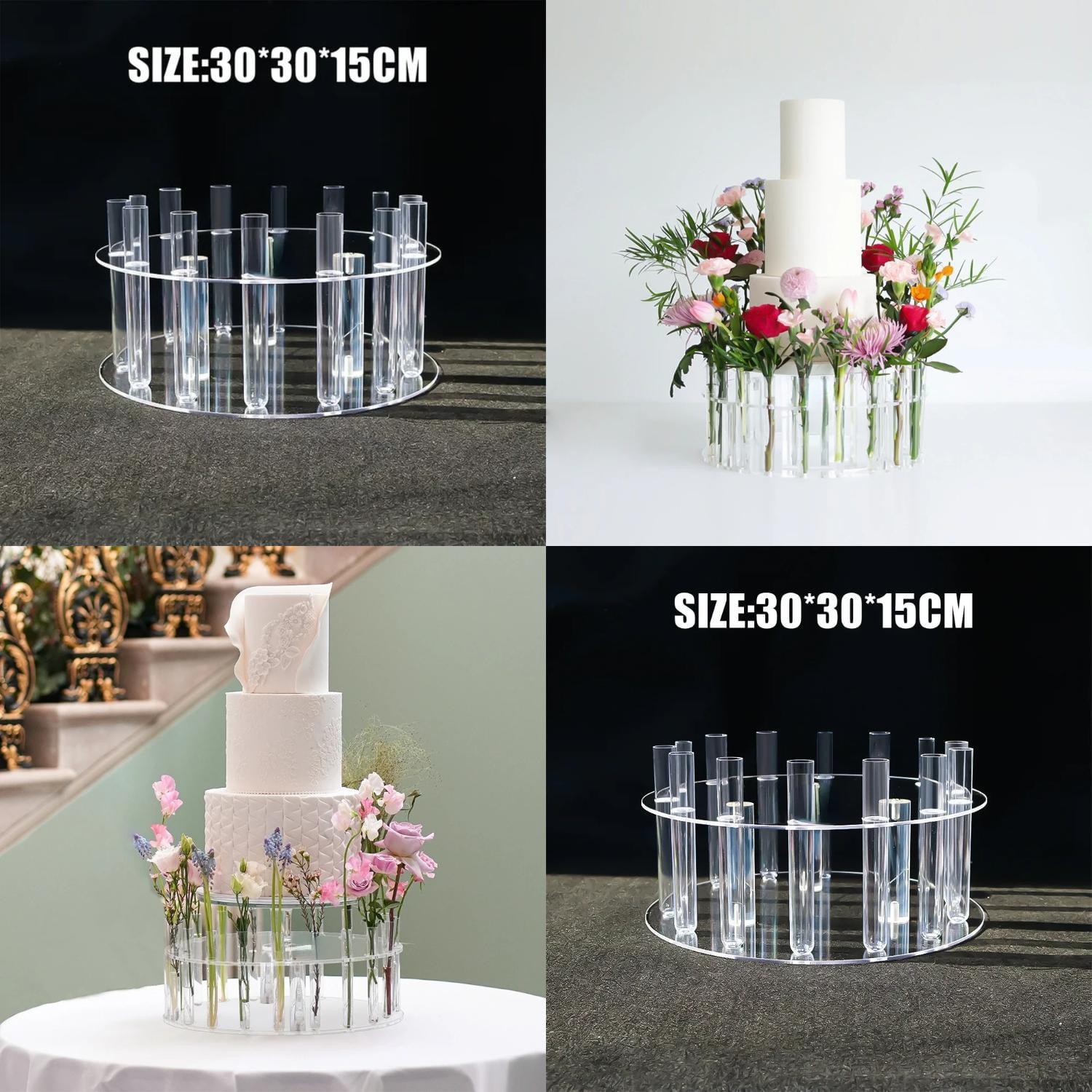 DUFDERIA Clear Acrylic Round Cake Display Board - DIY Tray with ...