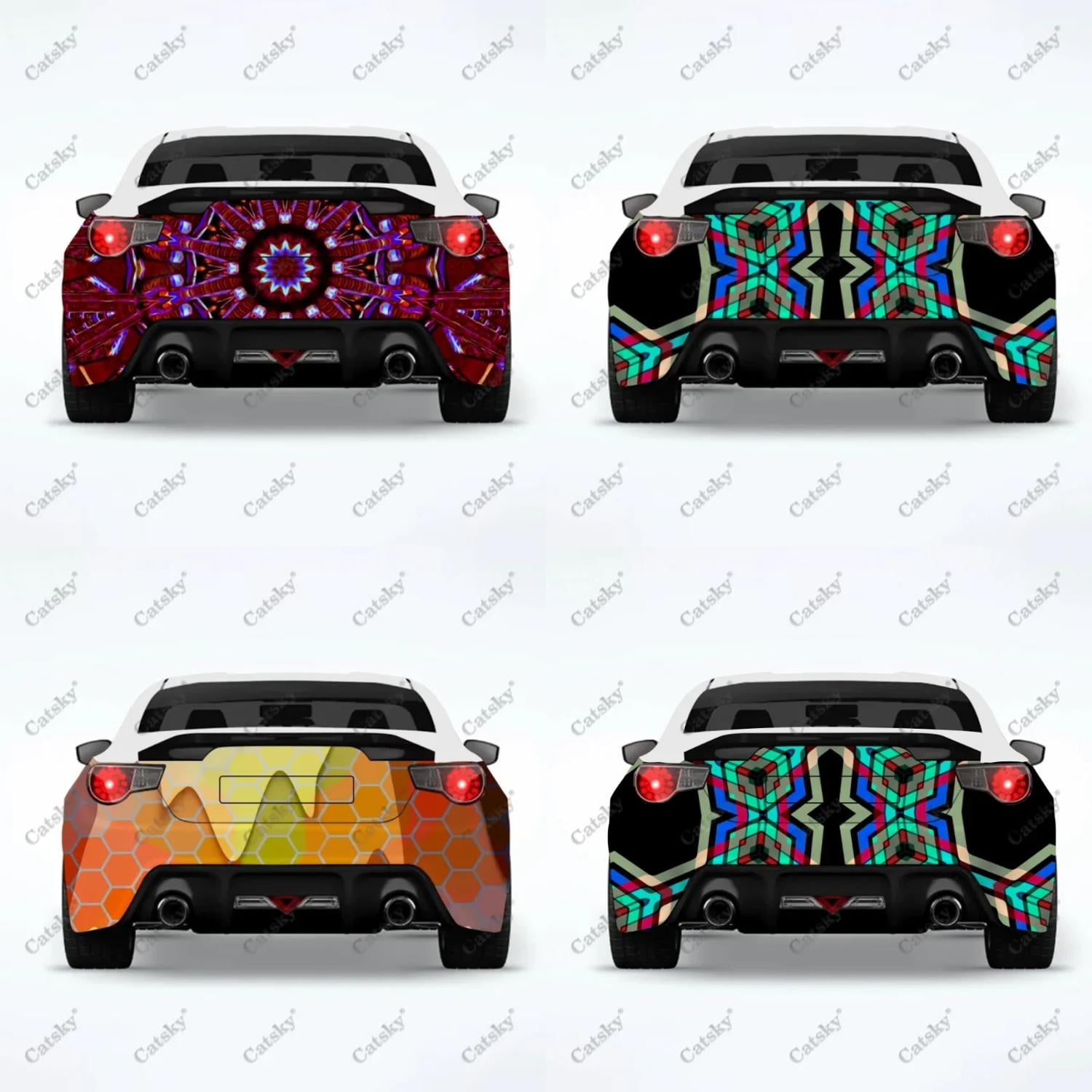 DUFDERIA Color Hexagon Pattern Car Rear Wrap Car Sticker Car Decal ...