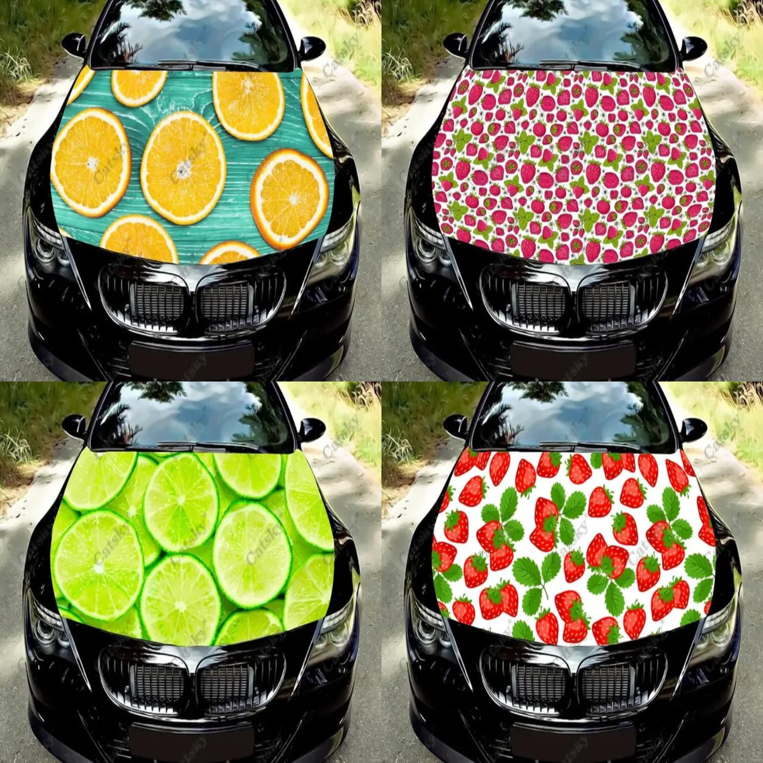 DUFDERIA Colorful Fruit Car Hood Vinyl Stickers Wrap Vinyl Film Engine ...