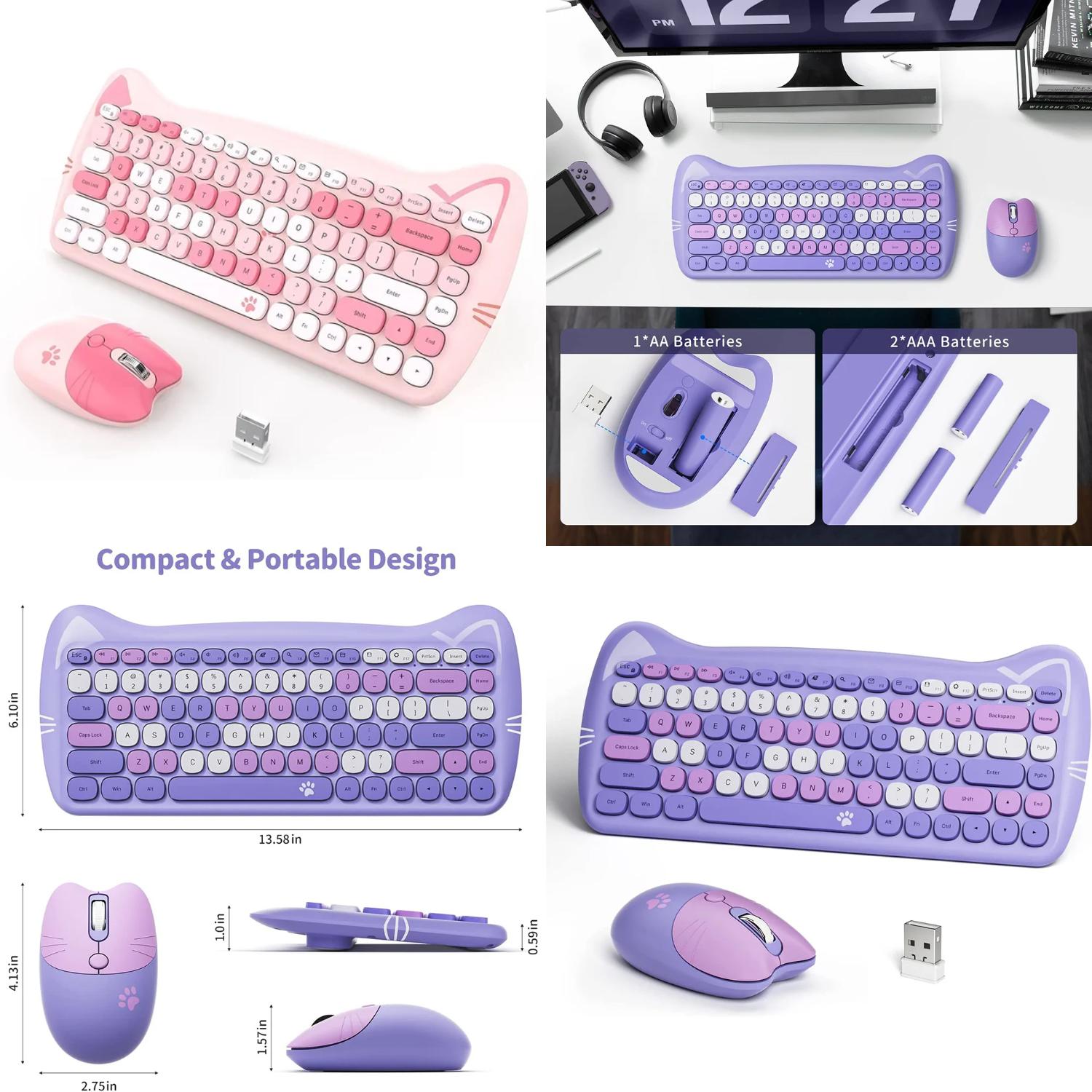 Dufderia Colors Cute 2 4g Wireless Keyboard Mouse Combo For Computer Laptop Korea English