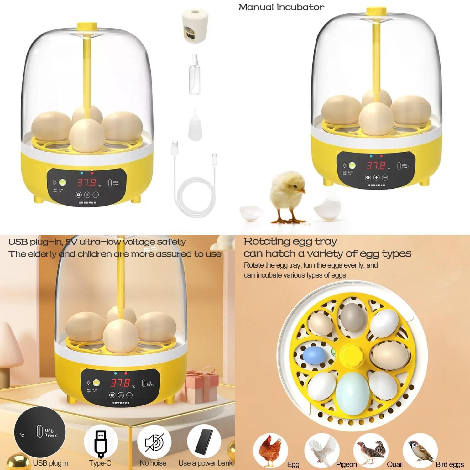 DUFDERIA Compact Essential and Efficient Mini S1J5 Automatic Poultry Farm Egg Incubator for ...