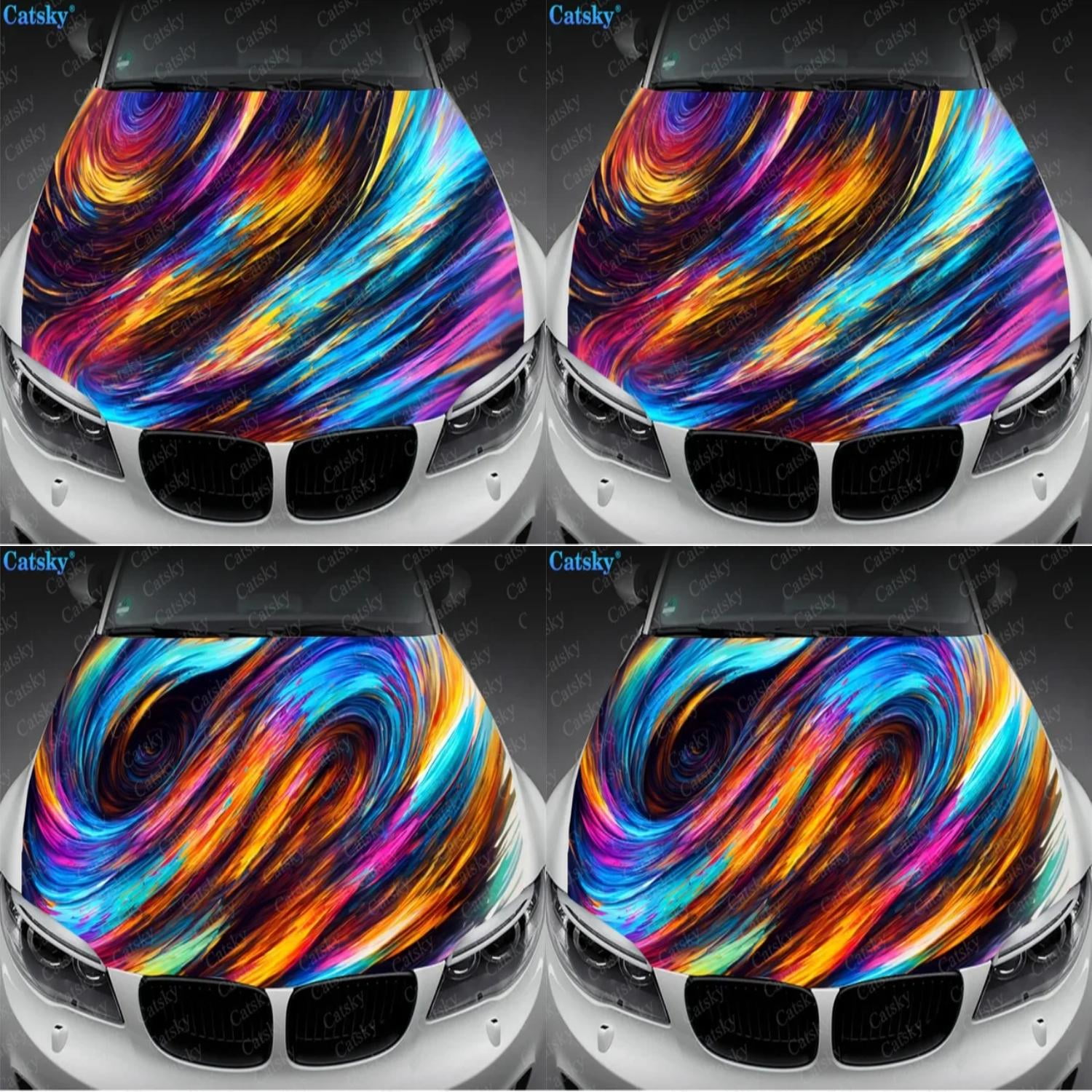 DUFDERIA Dreamy Style Colorful Design Car Hood Vinyl Stickers Wrap ...