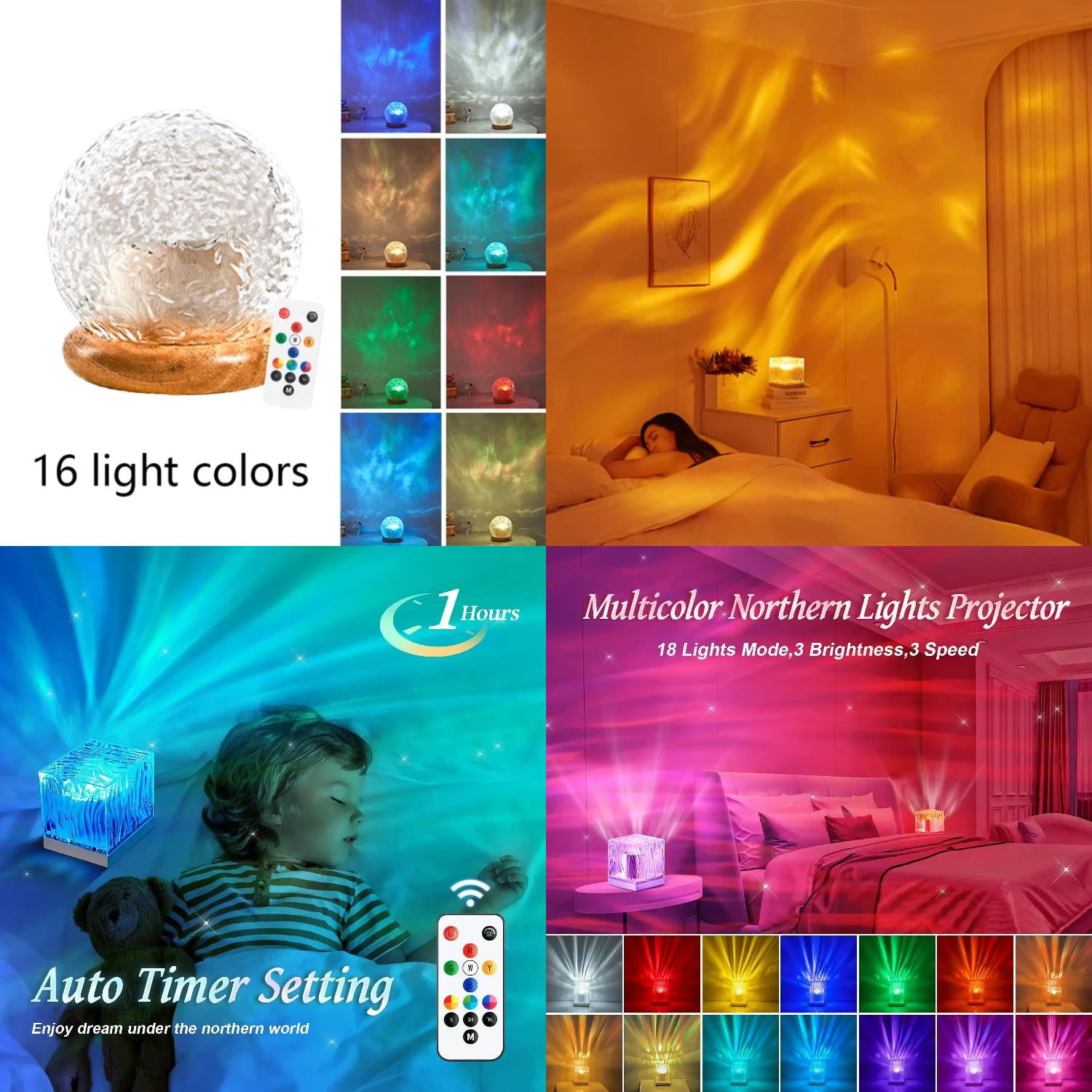 DUFDERIA Dynamic Aurora Northern Lights Water Ripple Projector Night ...