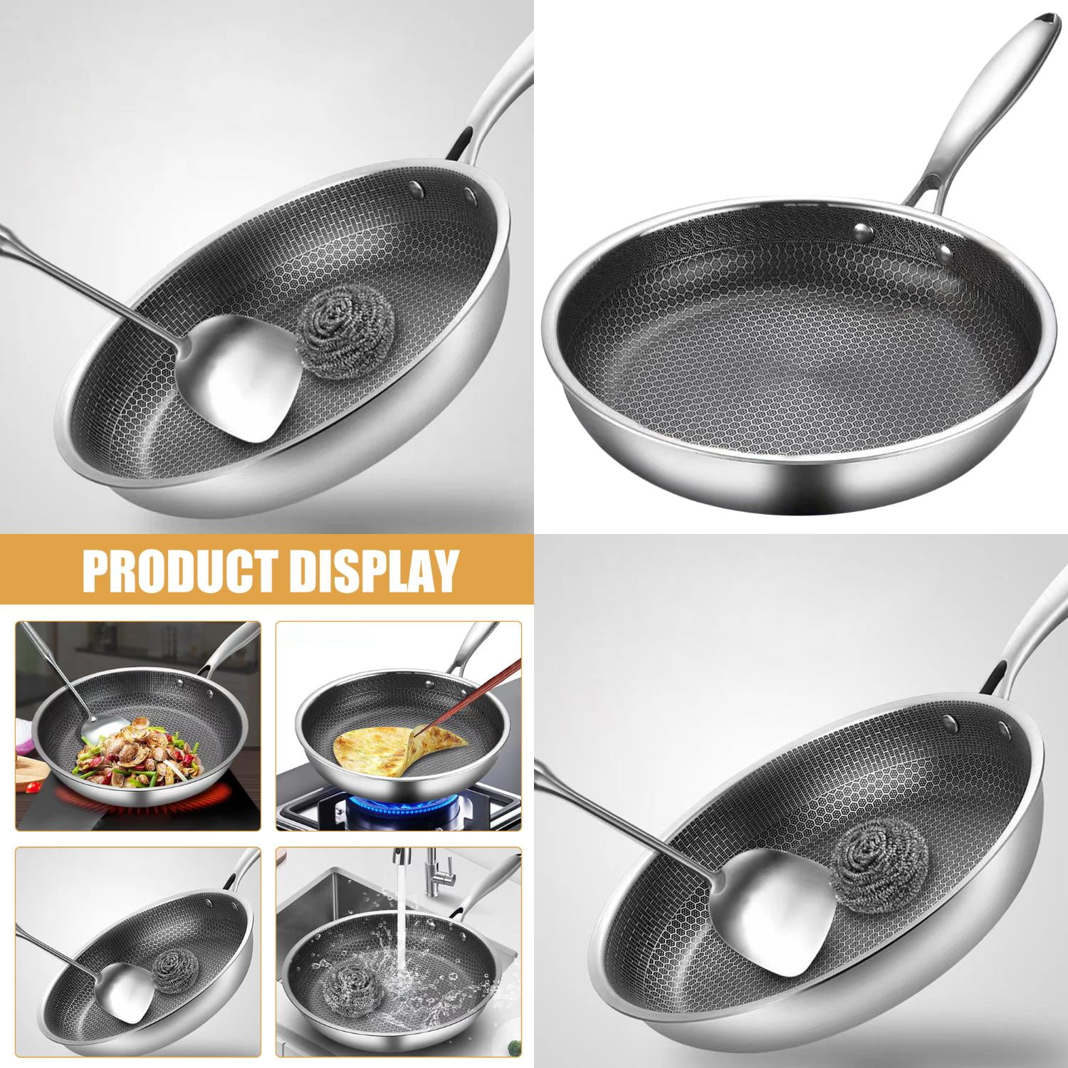 DUFDERIA Efficient and Durable Non-Stick Stainless Steel Wok - Long ... DUFDERIA Efficient and Durable Non-Stick Stainless Steel Wok - Long ...