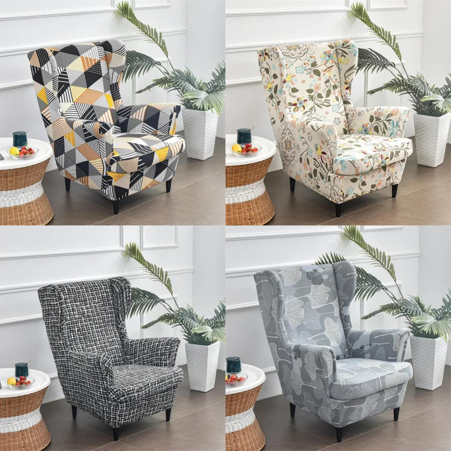 DUFDERIA Elegant Exquisite and Stylish Floral Wing Chair Slipcover ...