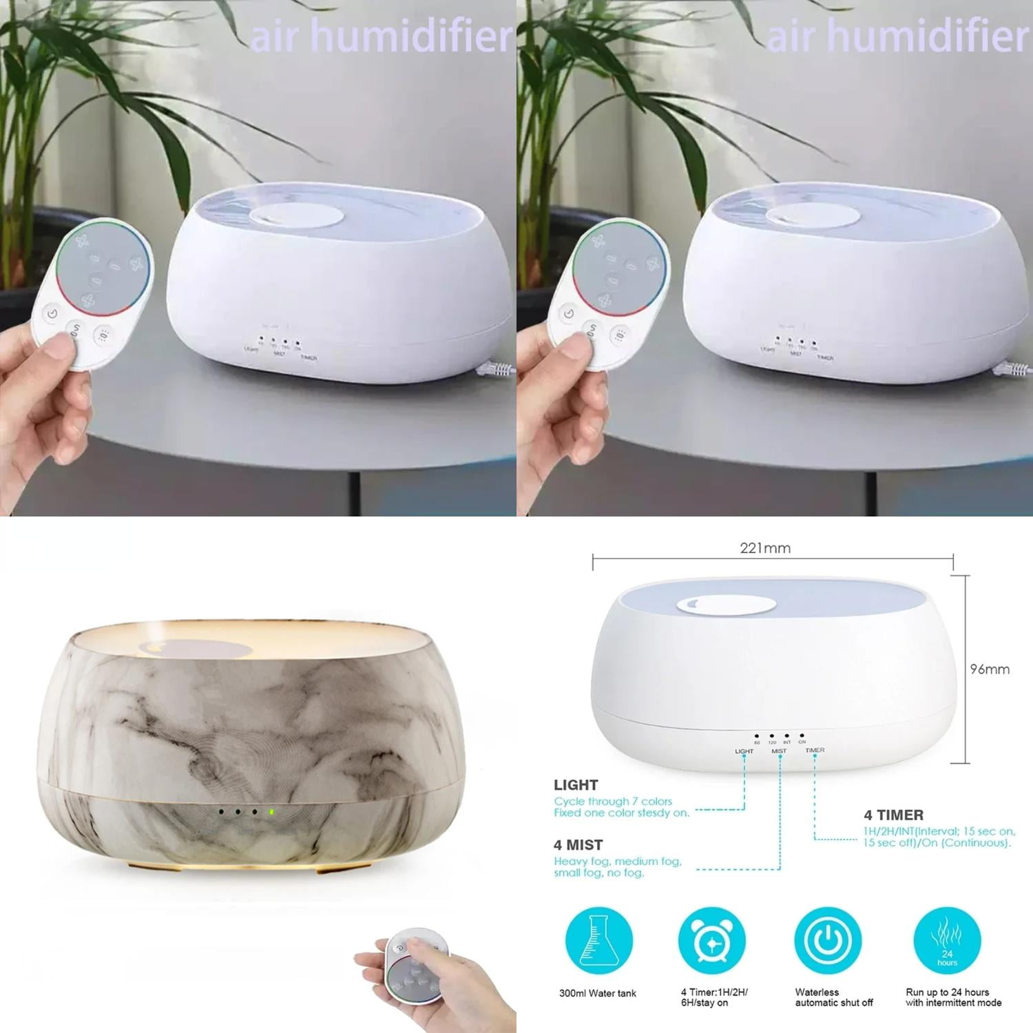 DUFDERIA Enhanced 500ml Toroidal Remote Control Humidifier for Ultimate ...