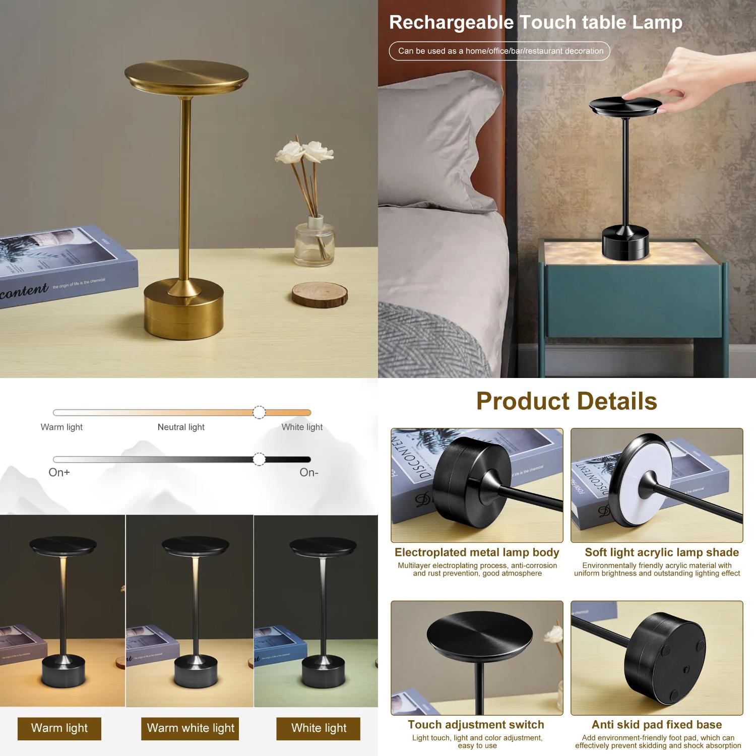 DUFDERIA Enhanced Modern LED Wireless Touch Sensor Table Lamp for ...