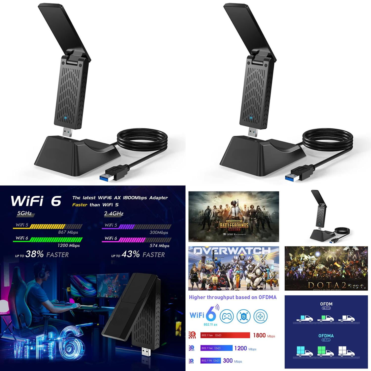 DUFDERIA External Antenna Game Wifi 6 USB Adapter Network Card High ... DUFDERIA External Antenna Game Wifi 6 USB Adapter Network Card High ...
