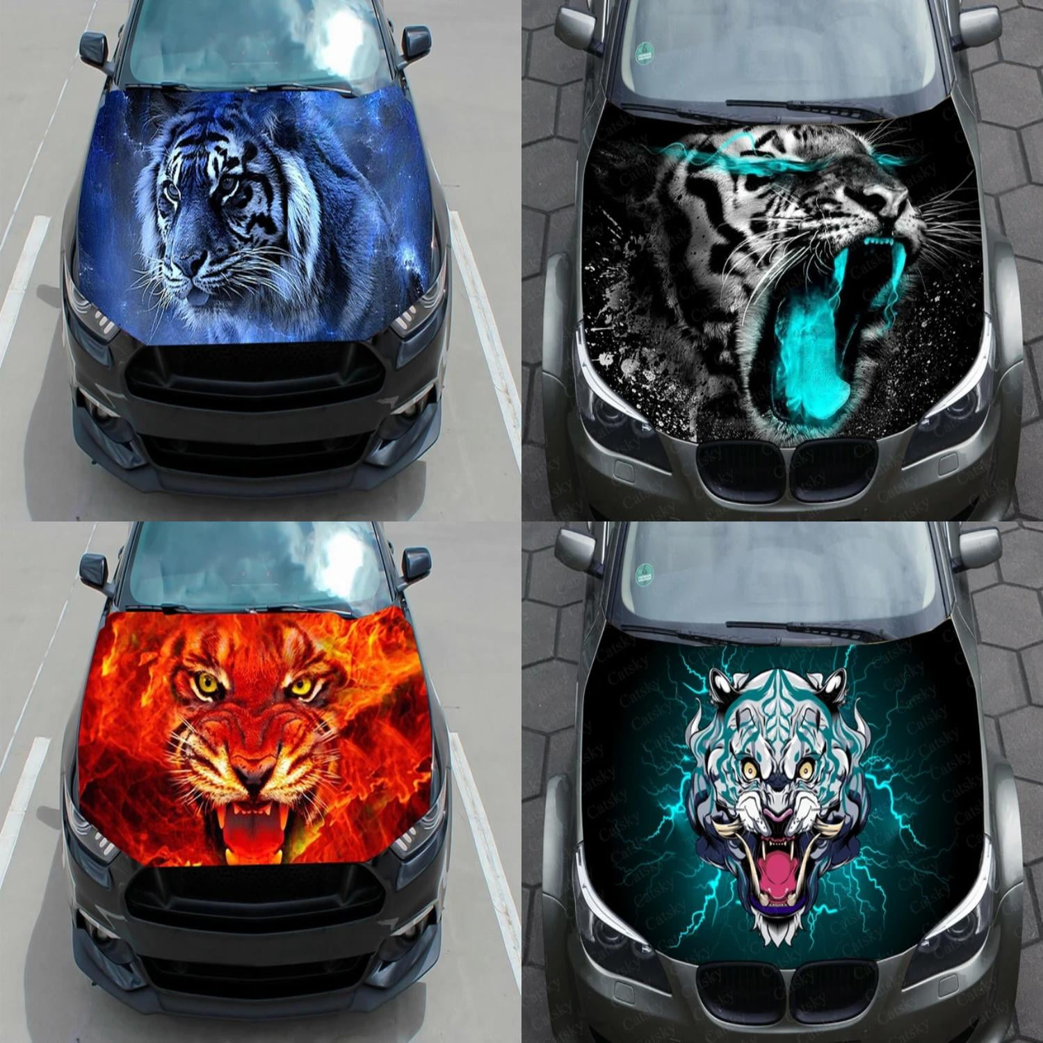 DUFDERIA Ferocious tiger animal car hood decal vinyl sticker graphic ...