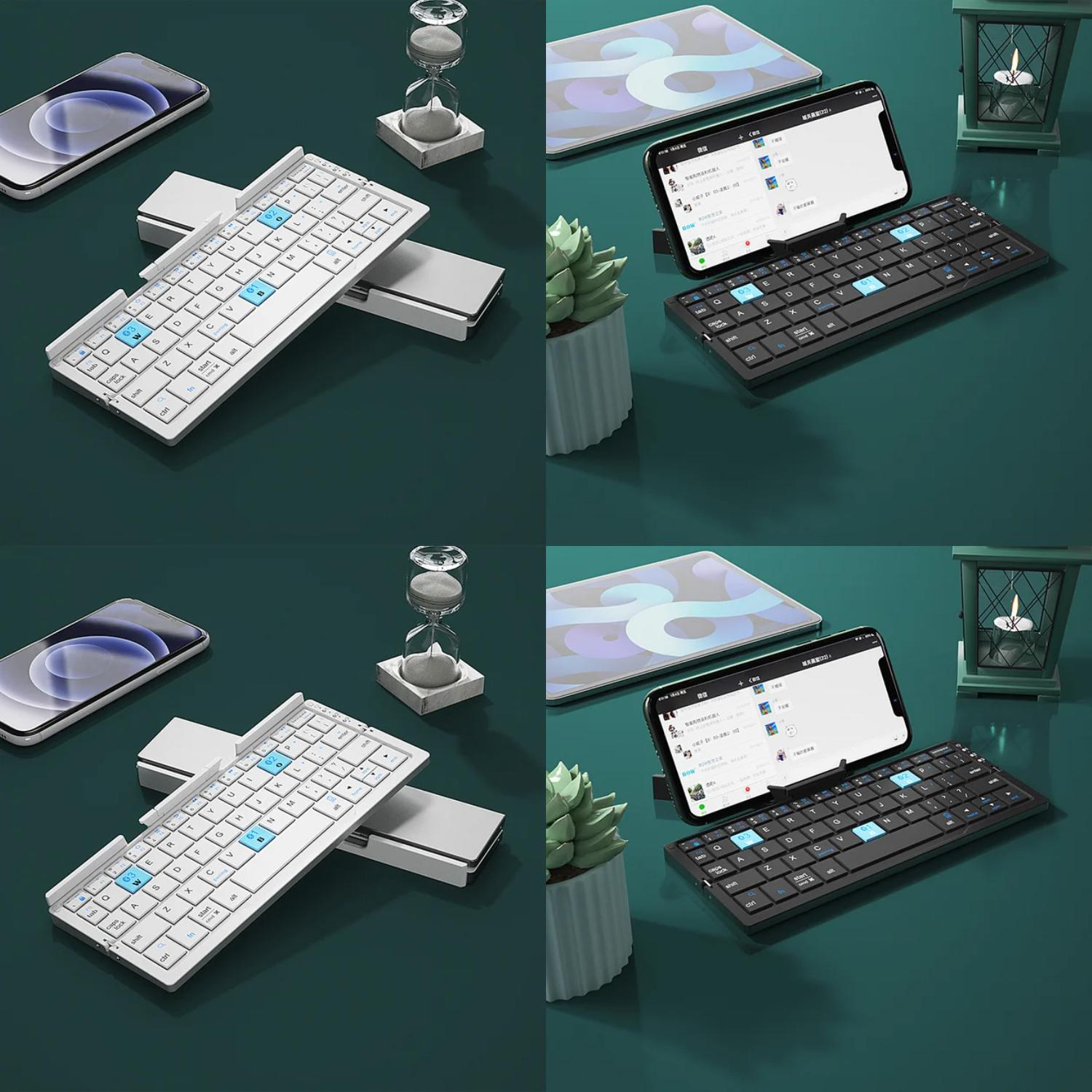 DUFDERIA Foldable Bluetooth Keyboard Rechargeable Keyboard Mini Folding ...