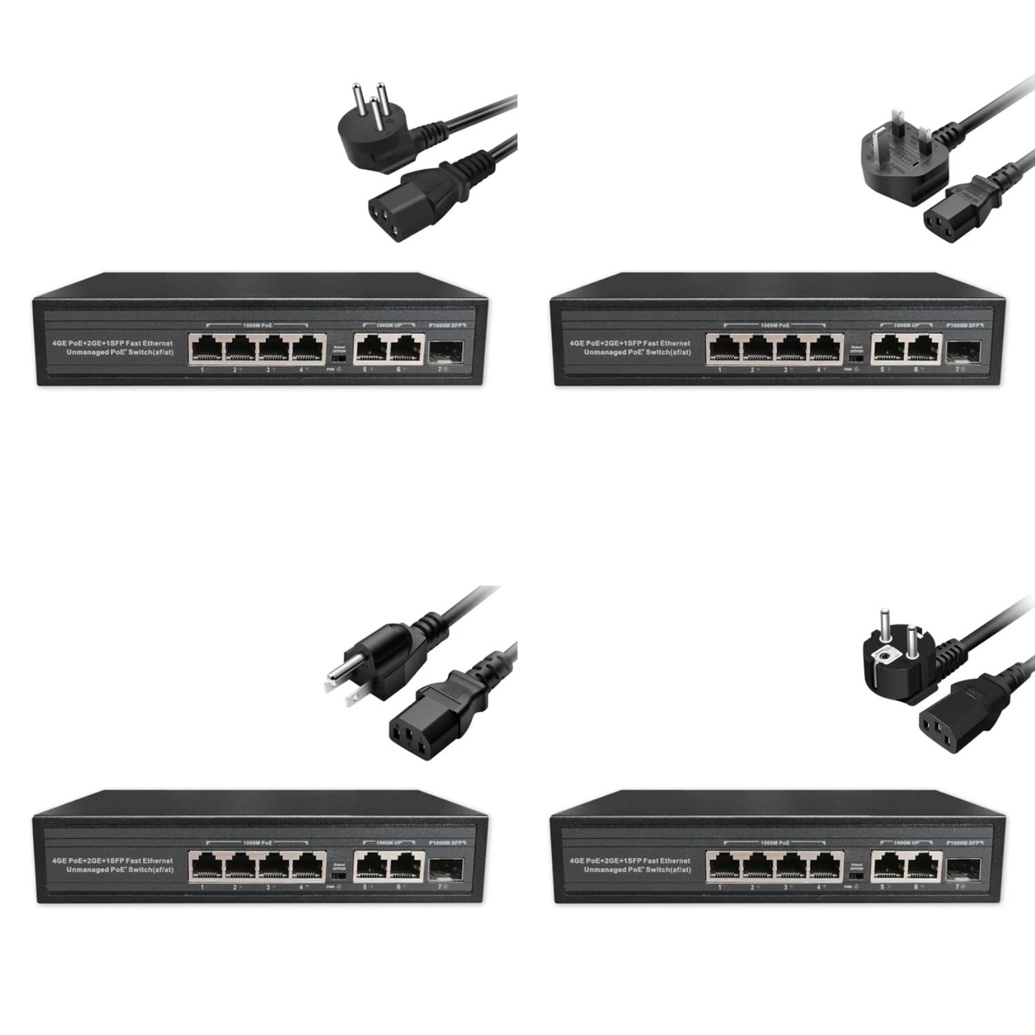 DUFDERIA Full Gigabit POE Ethernet Network Switch Hub Unmanaged 65W 4 ...