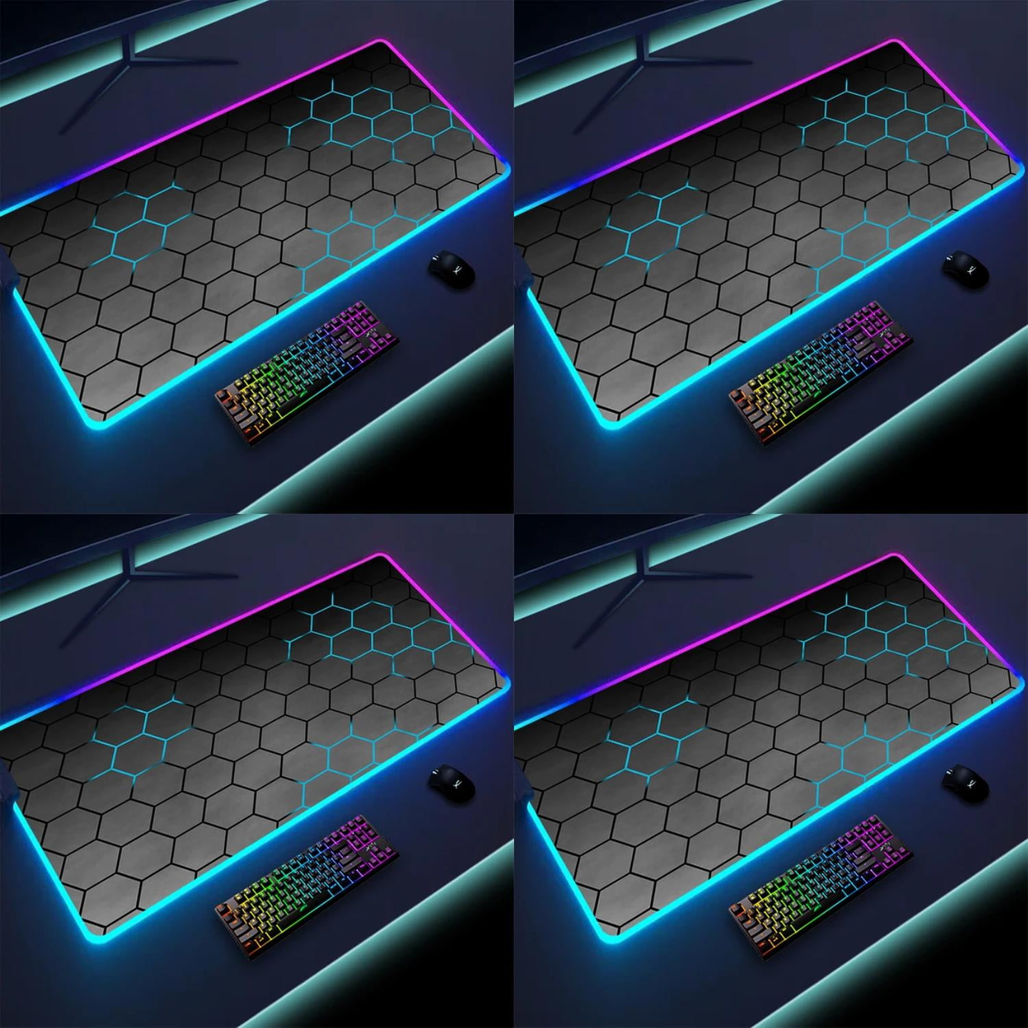 DUFDERIA Geometric Large RGB Mouse Pad Gaming Mousepad LED Mouse Mat ...