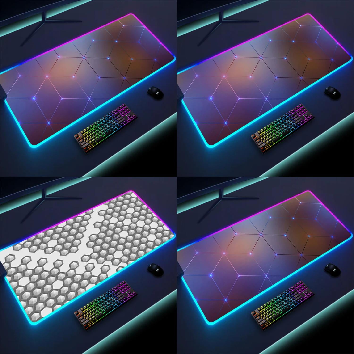 DUFDERIA Geometric Large RGB Mouse Pad Gaming Mousepad LED Mouse Mat ...