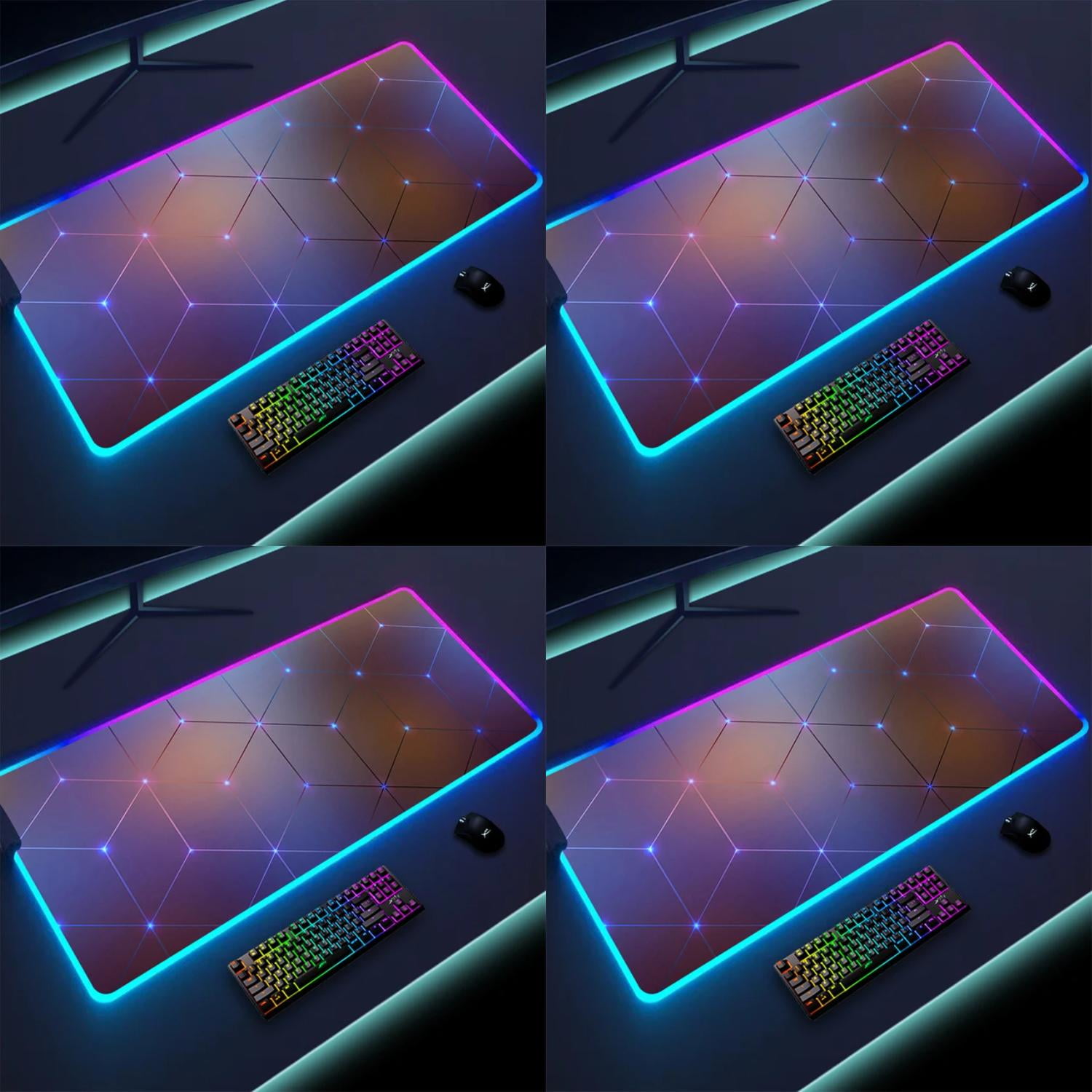 DUFDERIA Geometric Large RGB Mouse Pad Gaming Mousepad LED Mouse Mat ...