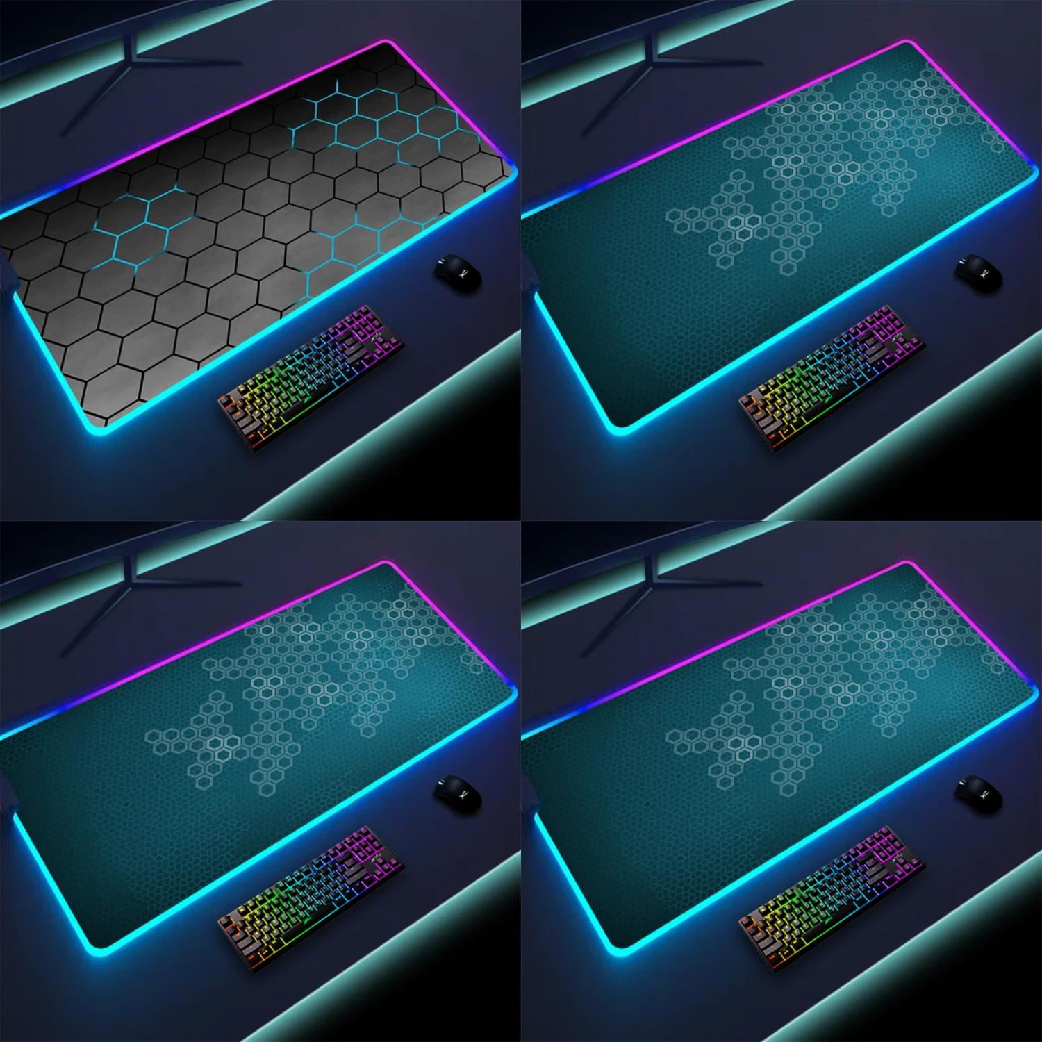 DUFDERIA Geometric Large RGB Mouse Pad Gaming Mousepad LED Mouse Mat ...