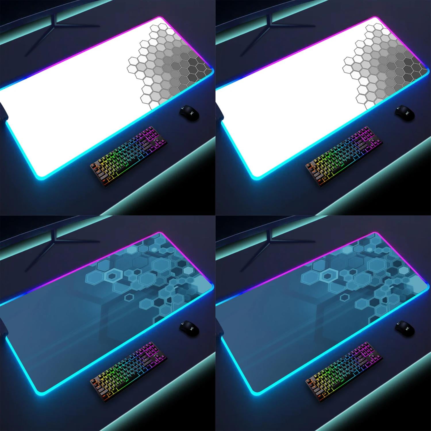 DUFDERIA Geometric Large RGB Mouse Pad Gaming Mousepad LED Mouse Mat ...