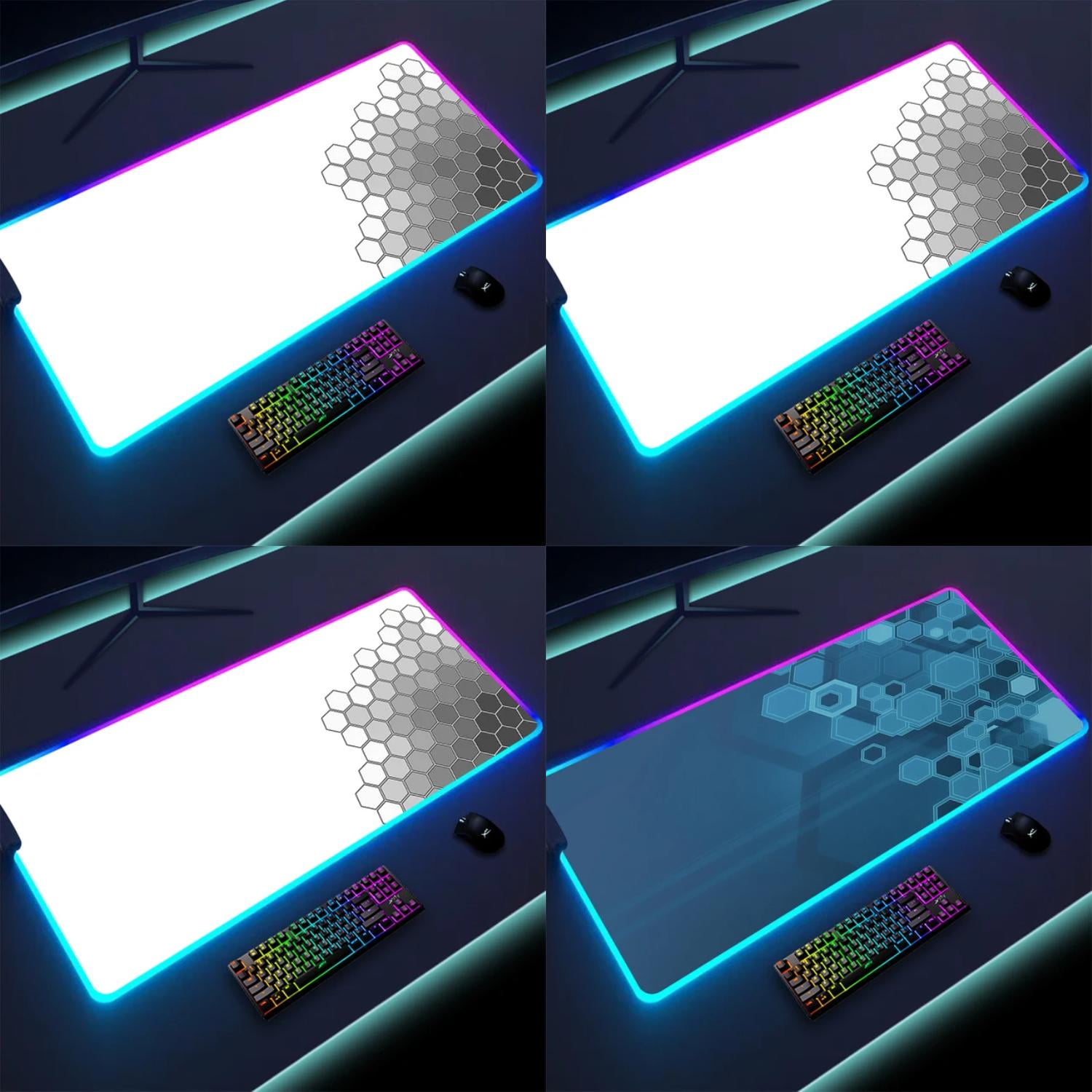 DUFDERIA Geometric Large RGB Mouse Pad Gaming Mousepad LED Mouse Mat ...