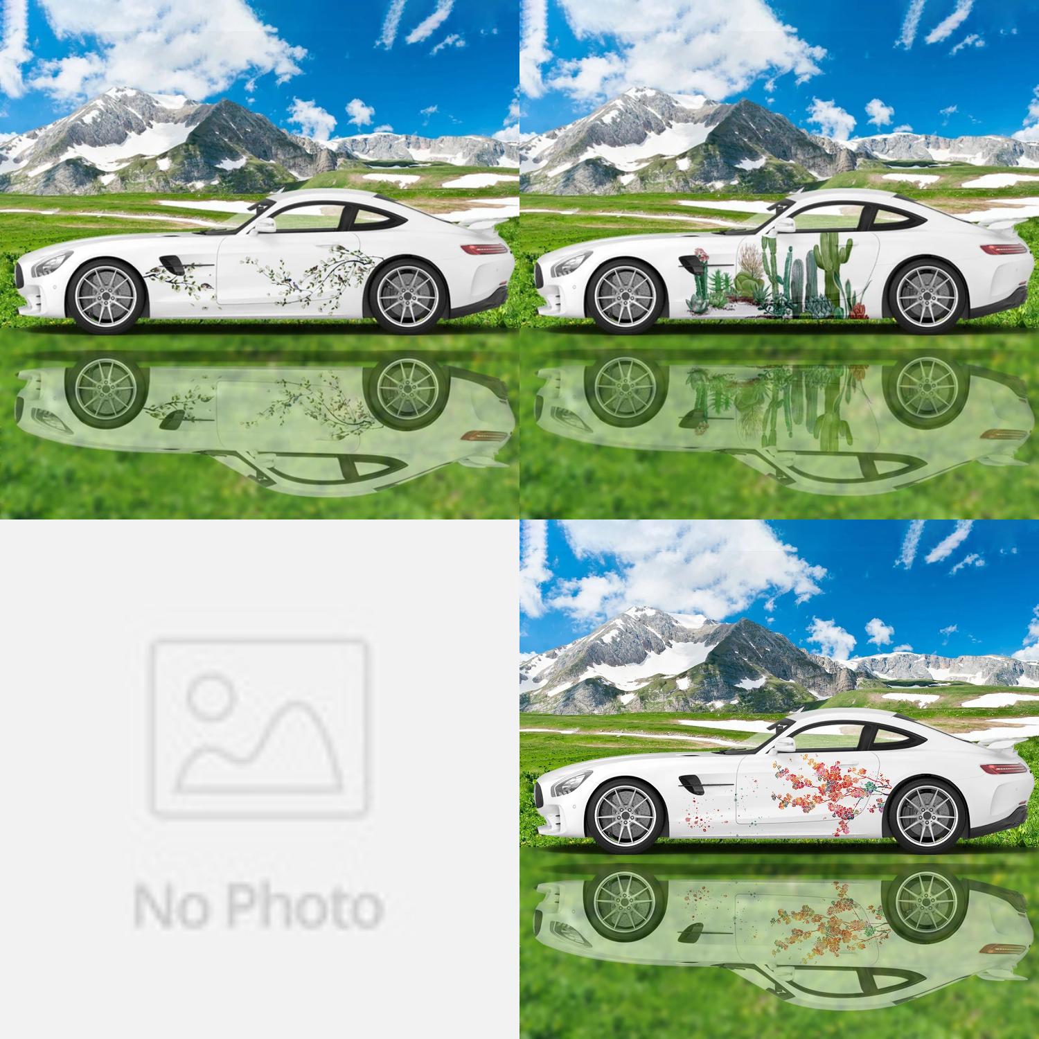 DUFDERIA Green Cactus Racing Car Graphic Decal Full Body Vinyl Wrap ...