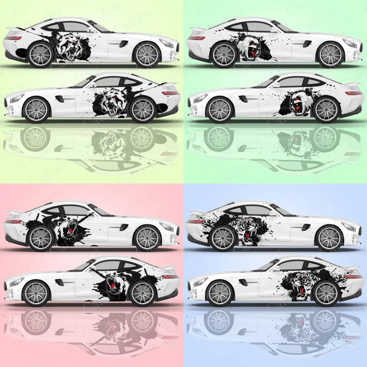 DUFDERIA Grumpy Bear Car Sticker Side Car Wrap Vehicle Side Graphic ...