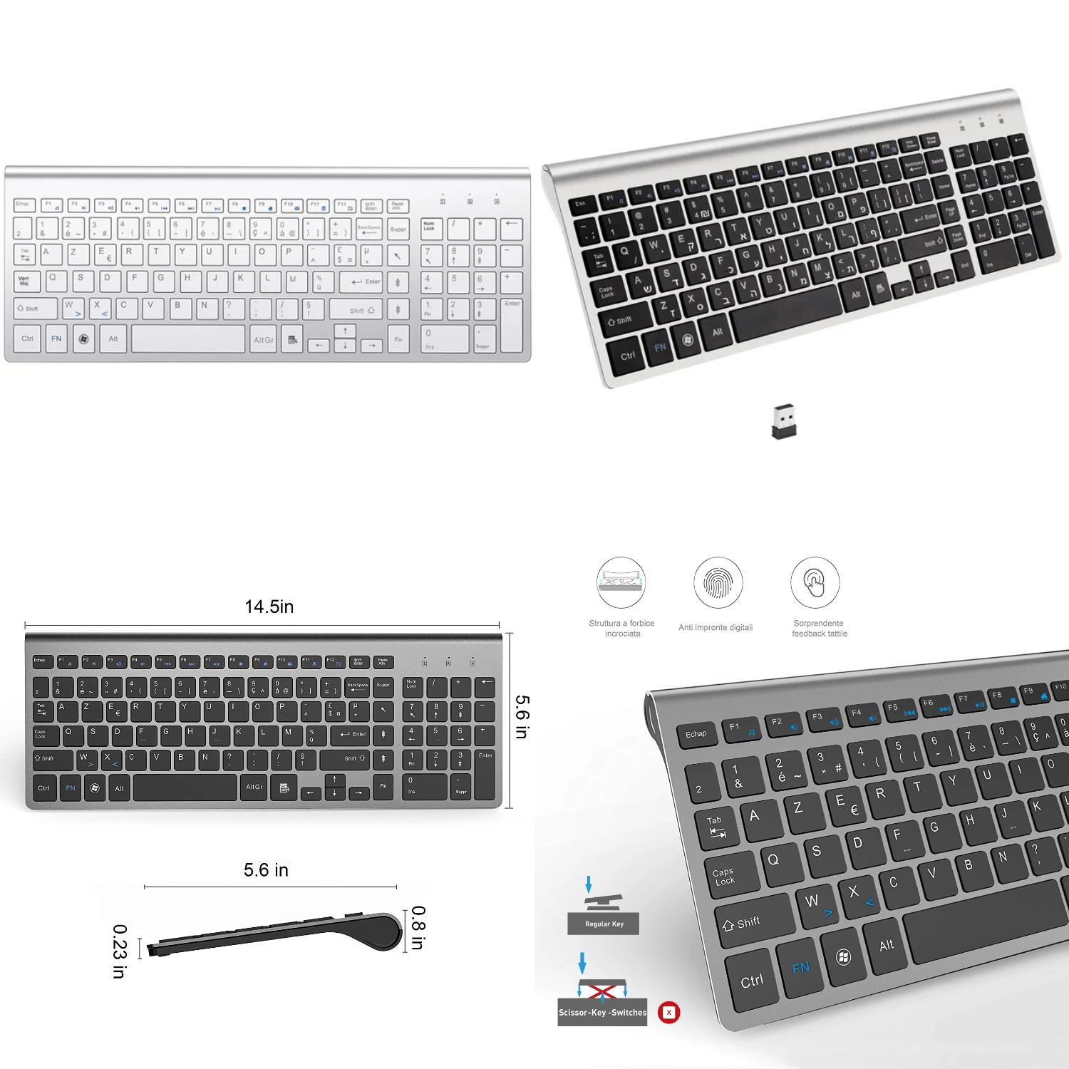DUFDERIA High Quality Business Wireless Keyboard Ultra Slim 2.4G Silent ...